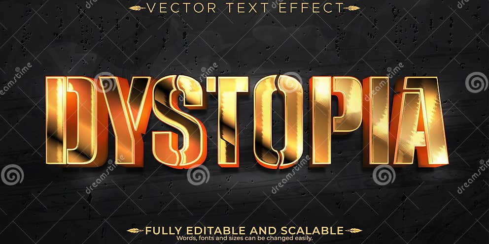 Dystopia Text Effect Editable History and Crome Text Style Stock Vector ...