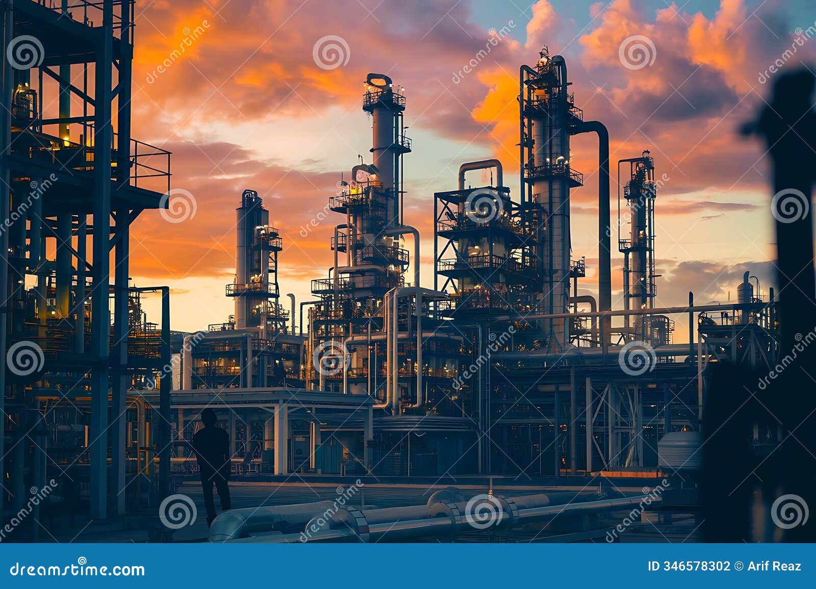 Dystopian Aesthetic of Chemical Processing Facility Stock Illustration ...