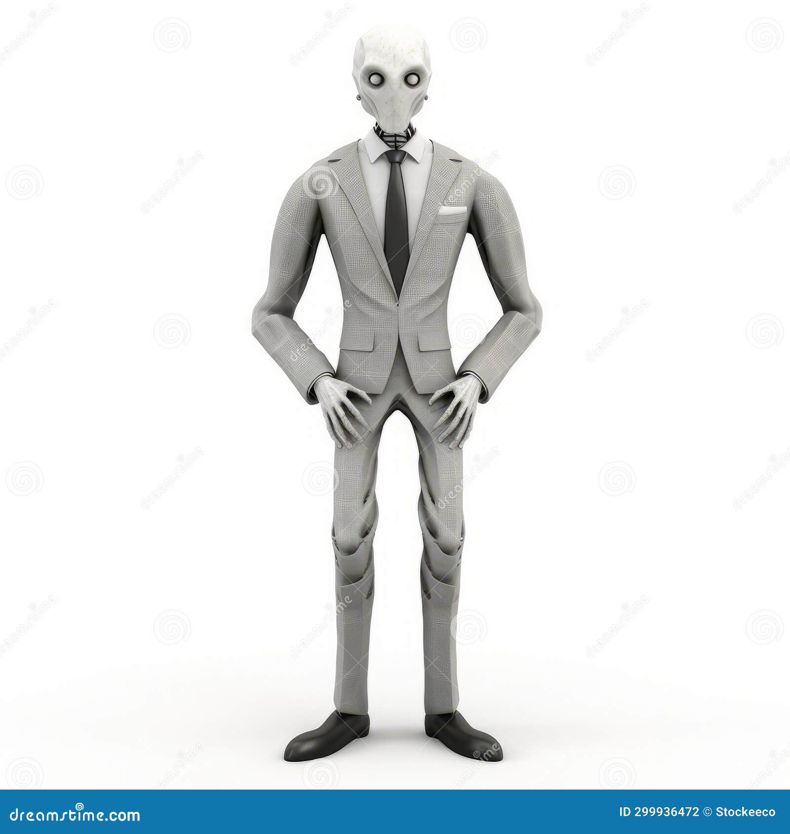 Dystopian Cartoon a Slender Guy in a Suit with Otherworldly Creatures ...