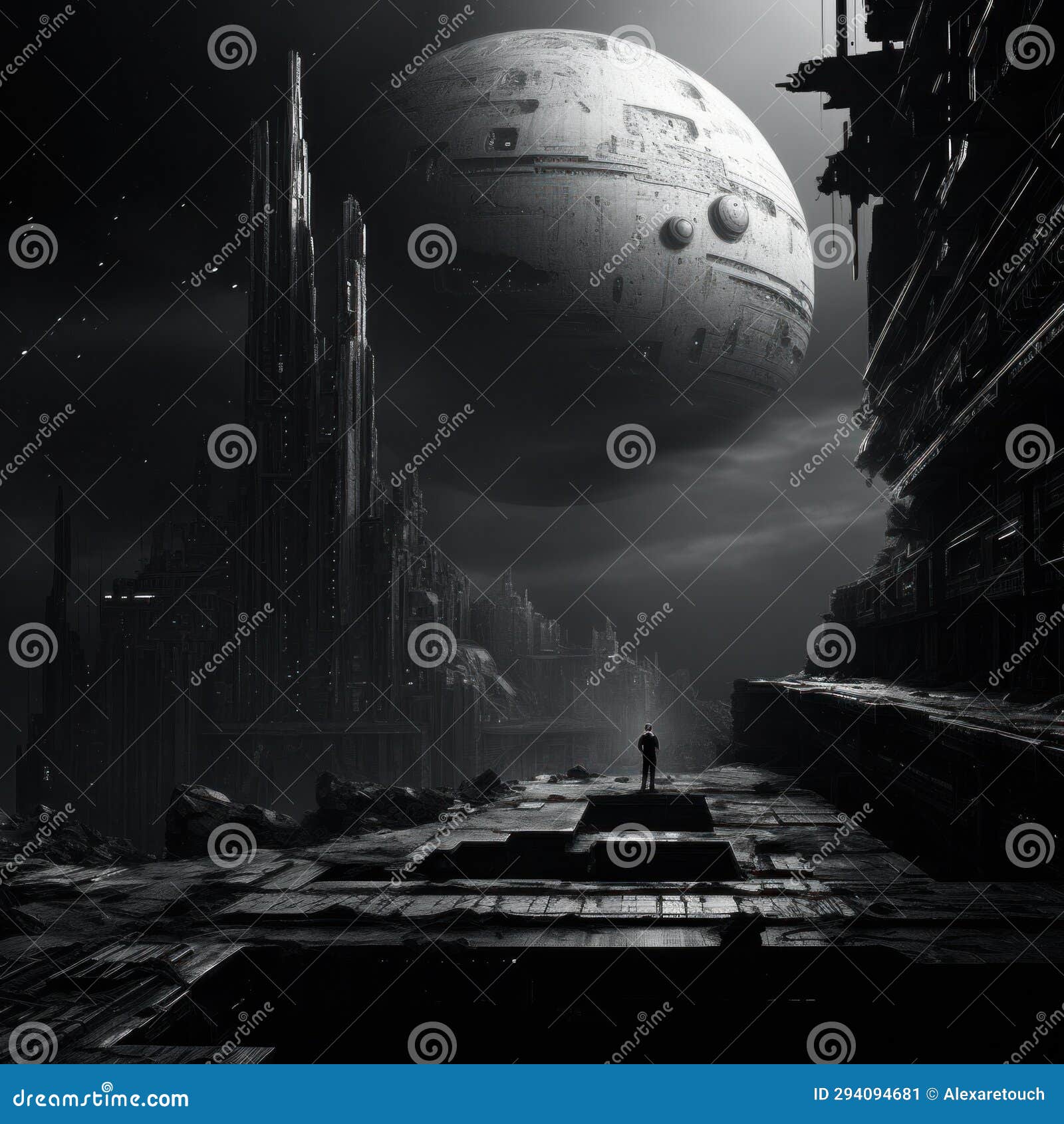 Destroyed Alien Architecture, Apocalypse on an Unknown Planet Stock ...