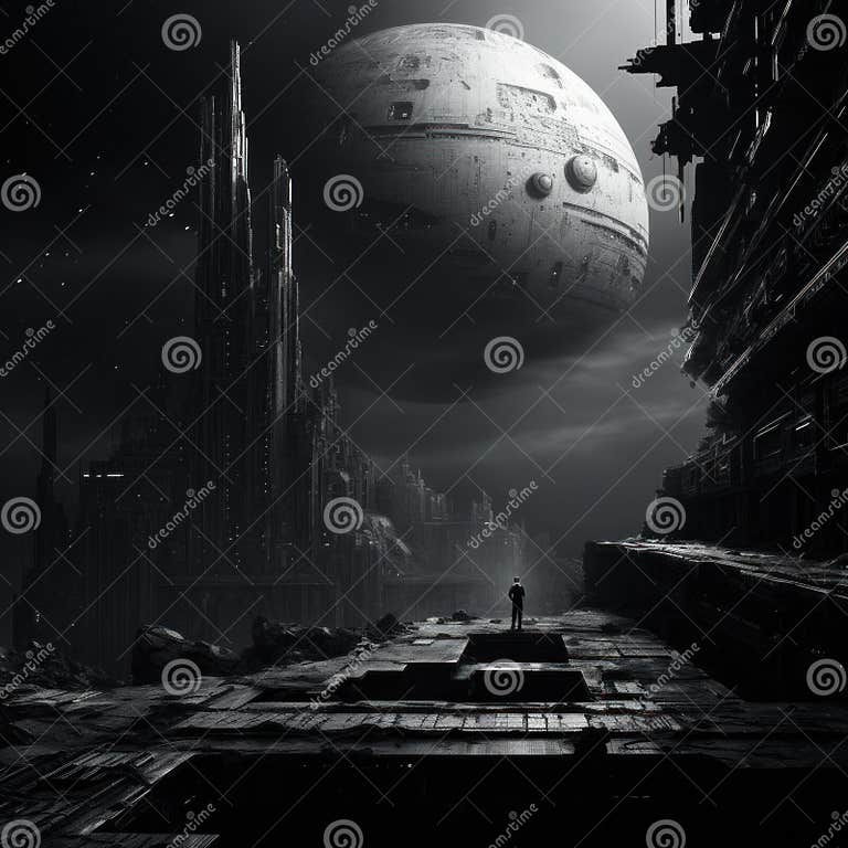 Destroyed Alien Architecture, Apocalypse on an Unknown Planet Stock ...