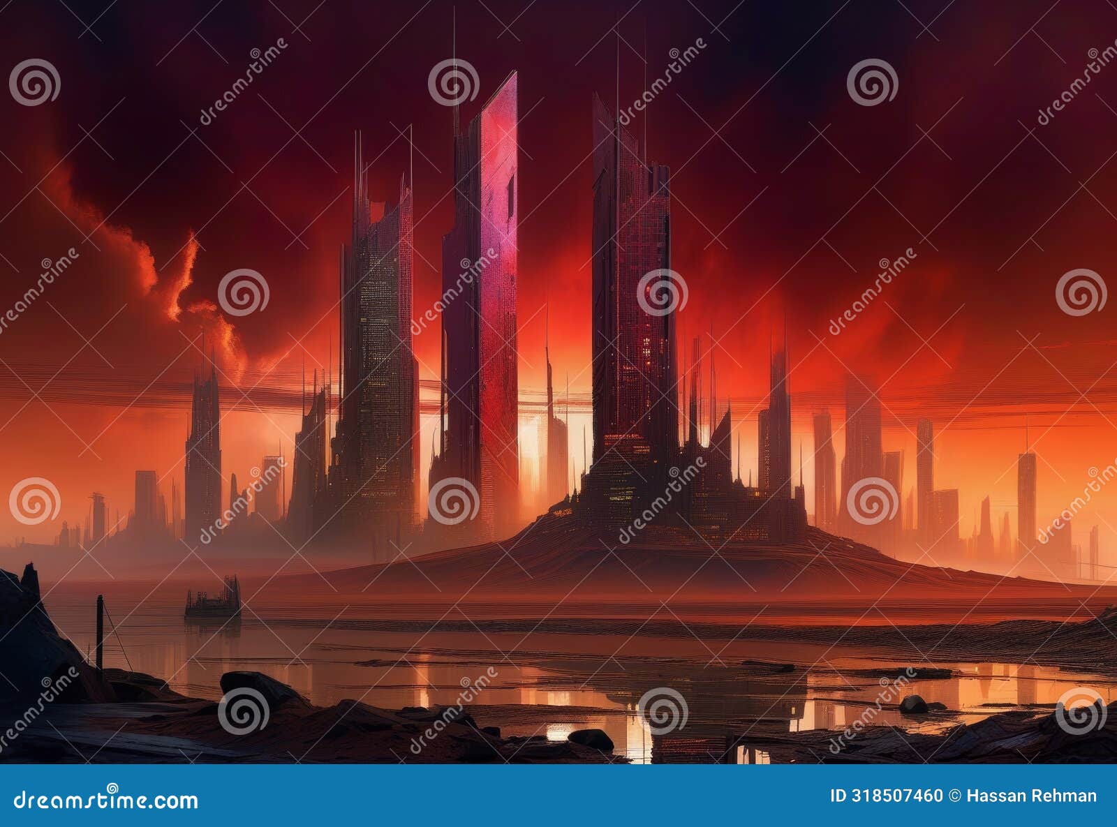 A Dystopian Symphony in Metal and Blood Stock Illustration ...