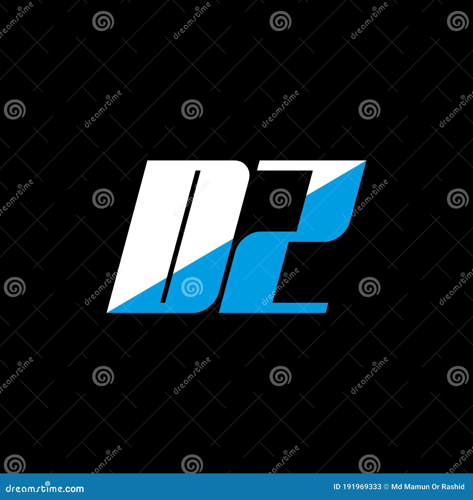 DZ Letter Logo Design on Black Background. DZ Creative Initials Letter ...