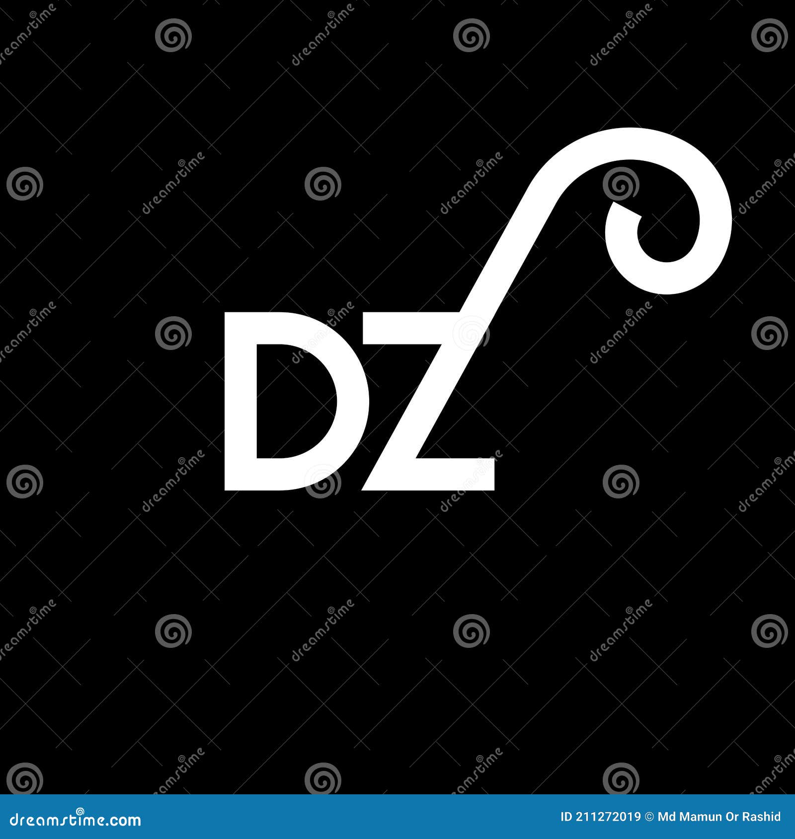 DZ Letter Logo Design on Black Background. DZ Creative Initials Letter ...