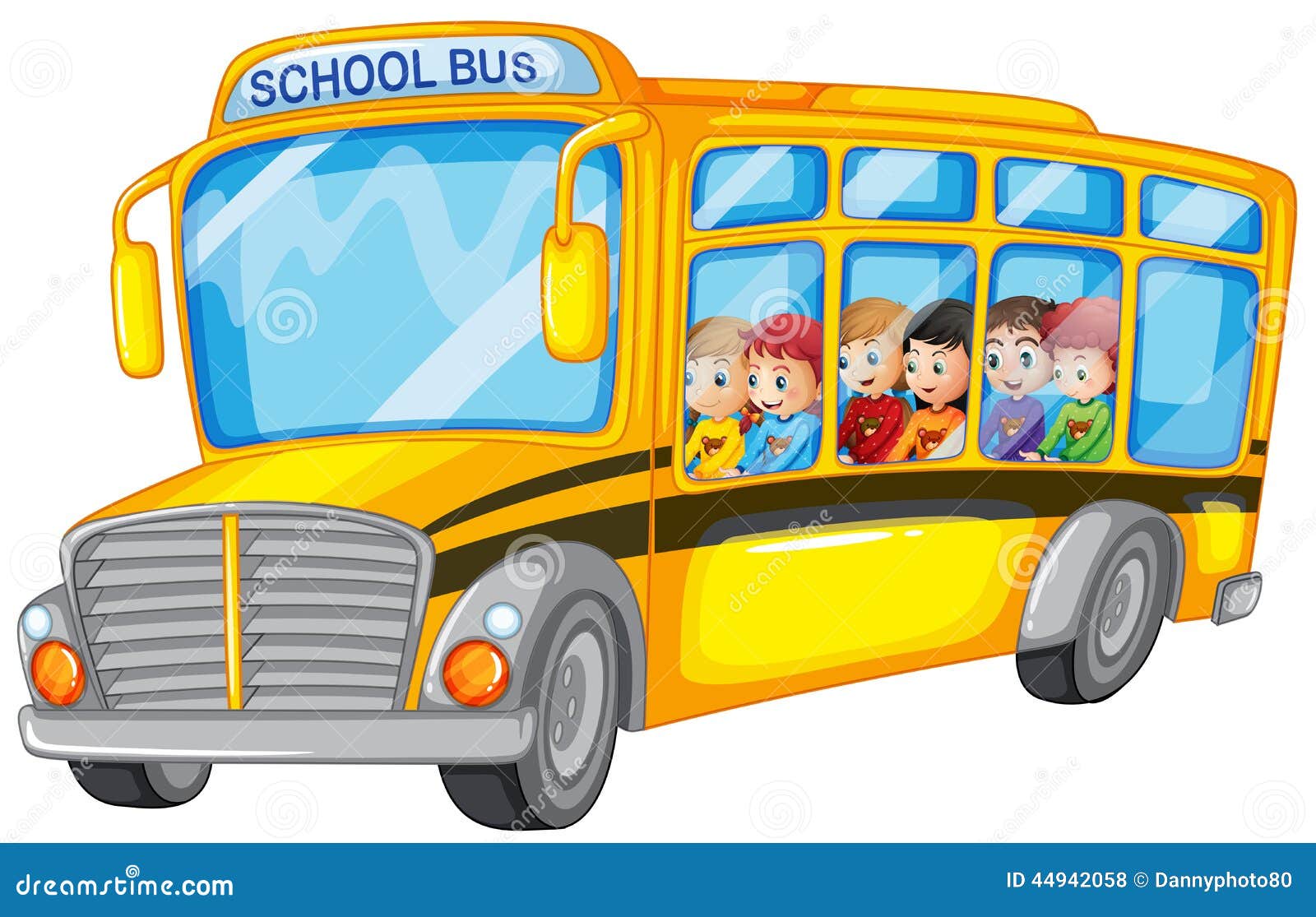 Dzieci i autobus szkolny ilustracja wektor. Ilustracja złożonej z ...