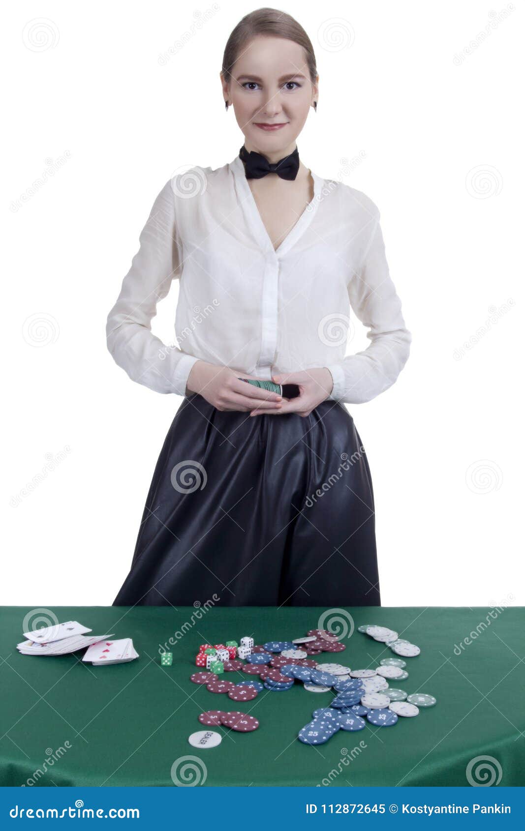 Dziewczyna Krupier W Kasynie Obraz Stock - Obraz złożonej z mundur ...