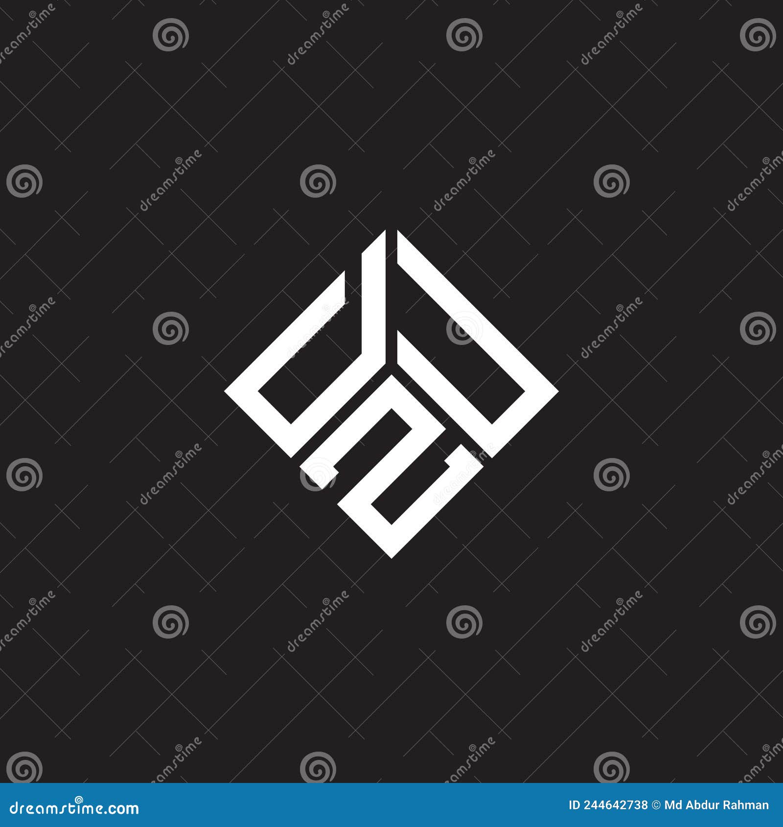 DZU Letter Logo Design on Black Background. DZU Creative Initials ...
