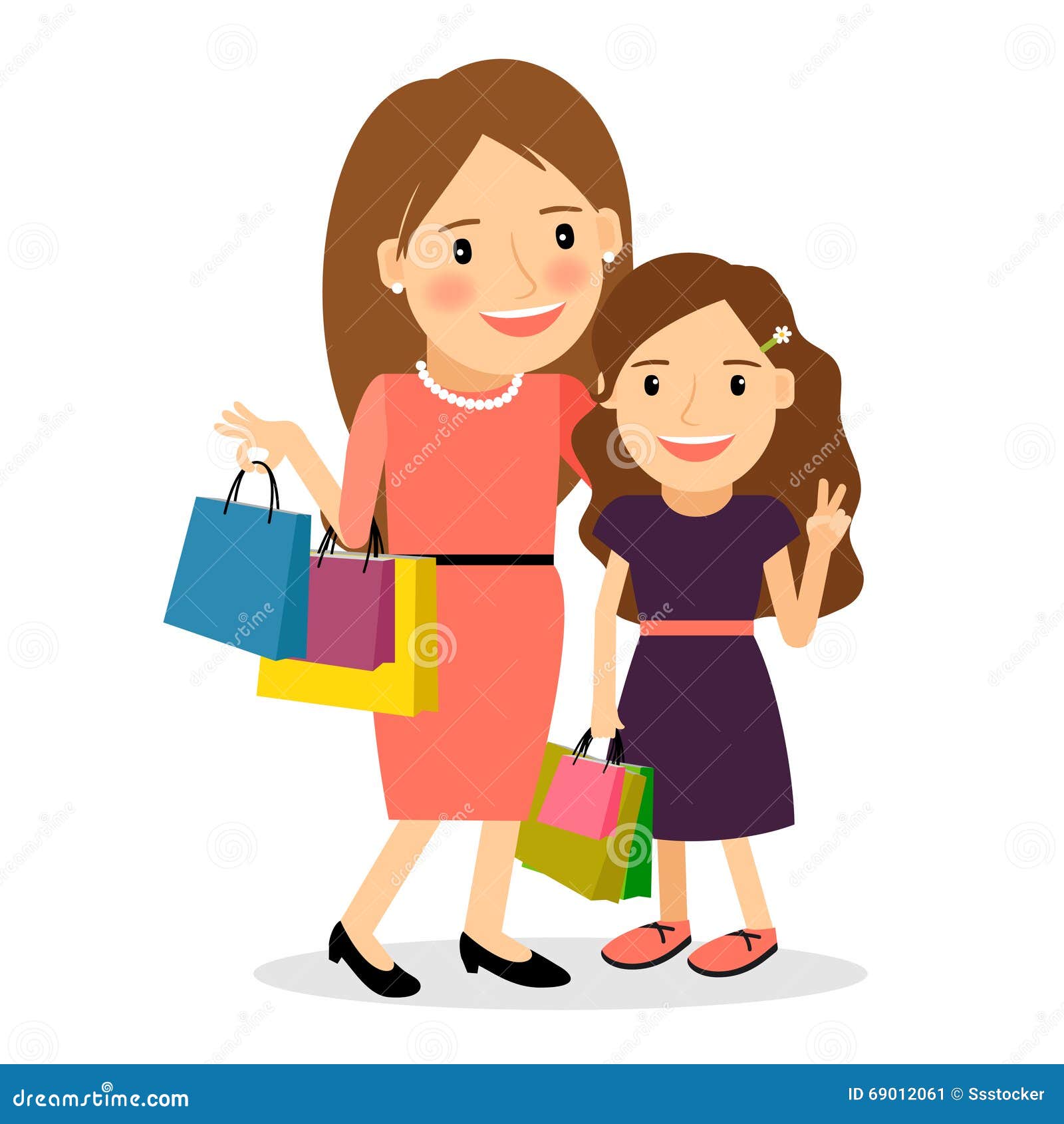 Día De Las Compras De La Mamá Y De La Hija Ilustración Del Vector Ilustración De Lindo Lazo