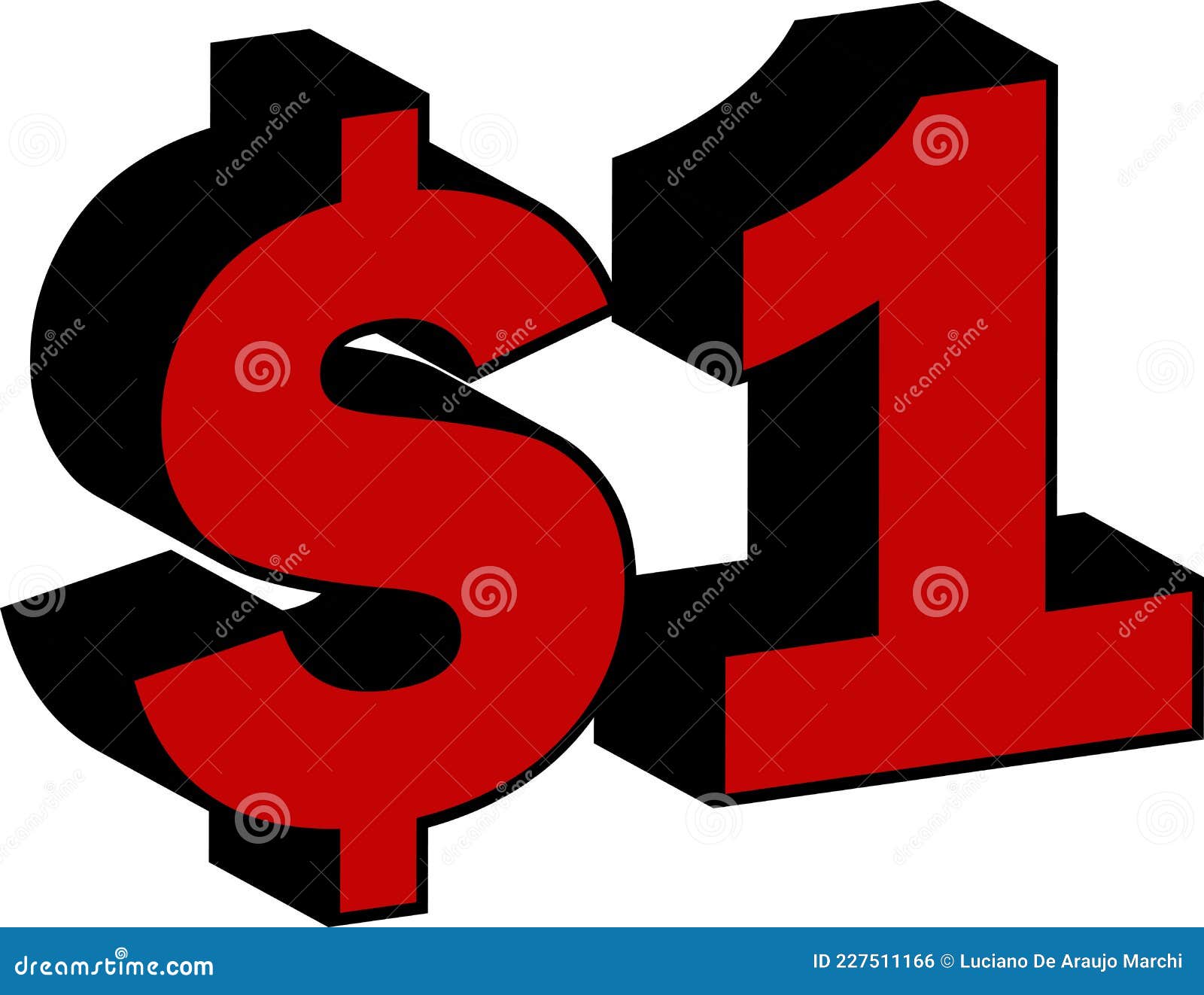 1 Dólar Un Símbolo De Precio Rojo Stock de ilustración - Ilustración de precio, tenencia: 227511166