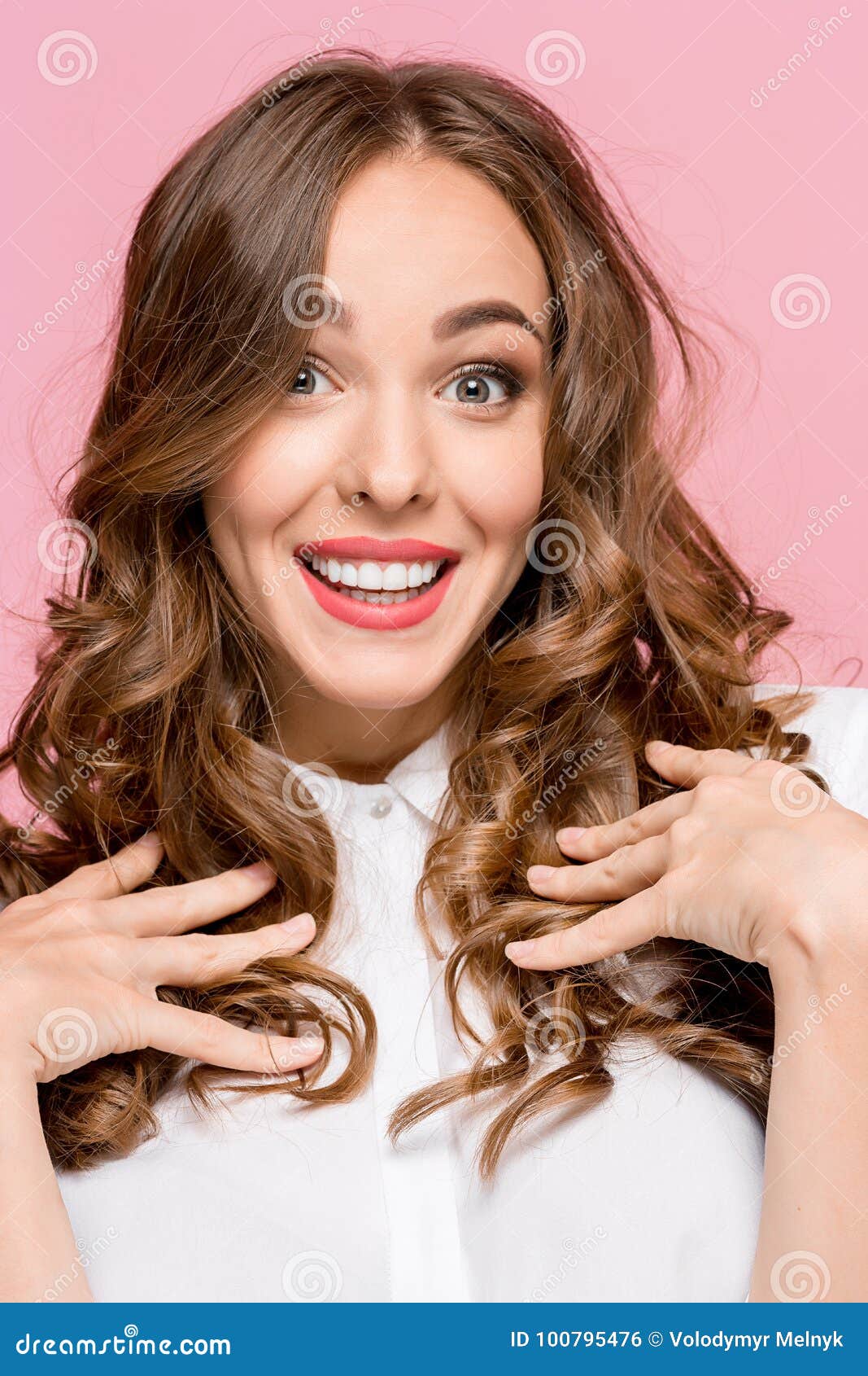 Surprised Happy Beautiful Woman Looking Sideways in Excitement ...