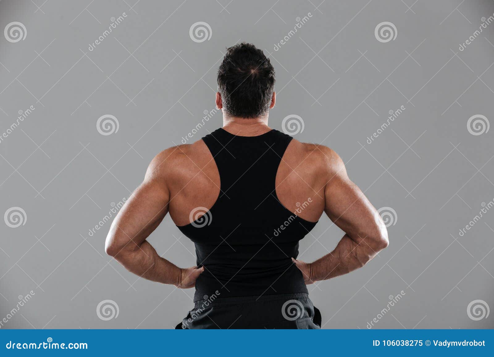 Back View of a Healthy Strong Male Bodybuilder Standing Image stock ...