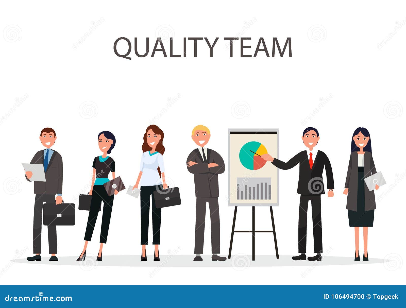 Quality Team of Managers with Diagrams on Placard Ilustração do Vetor ...
