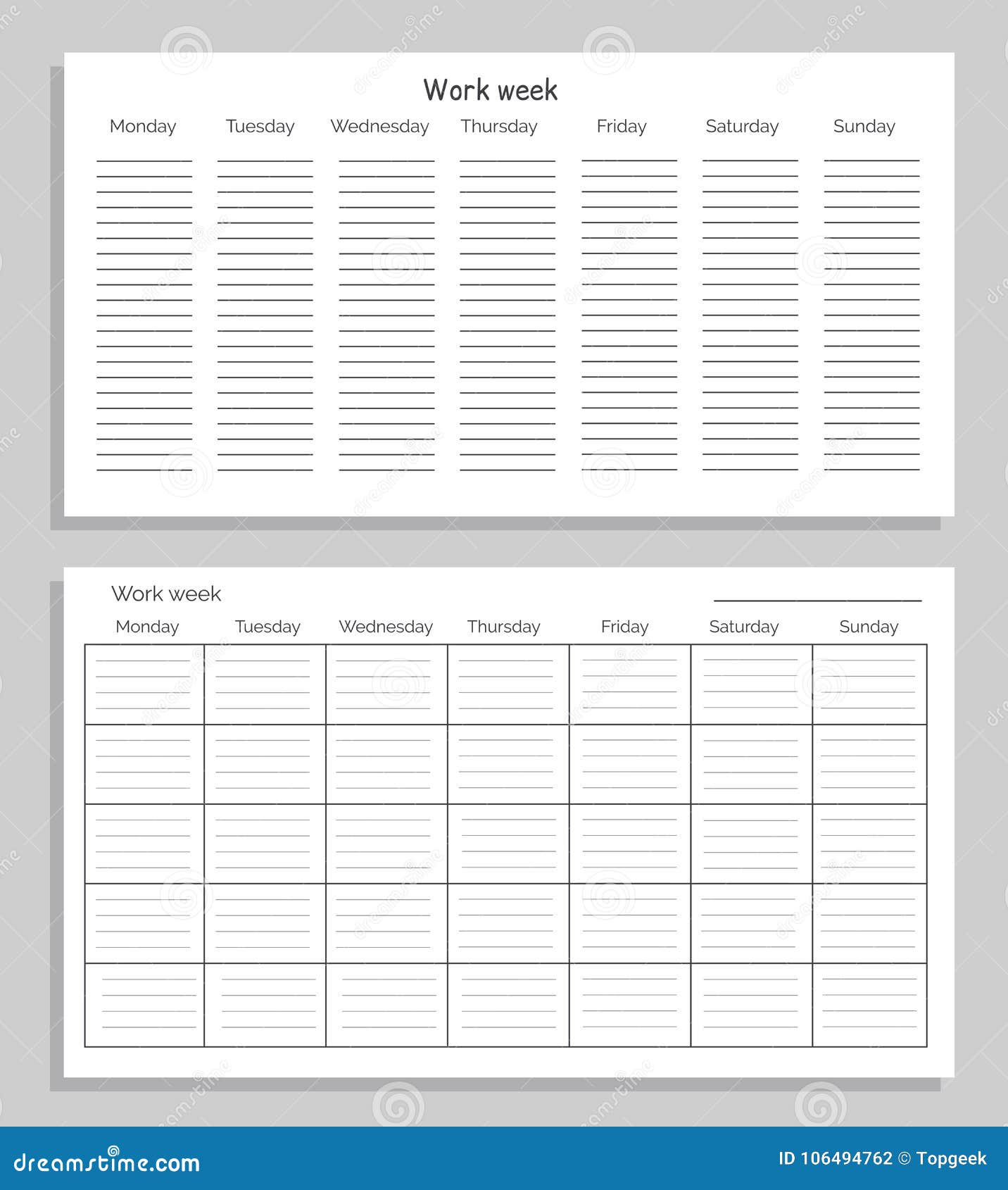 Work Week Different Tables on Vector Illustration Ilustração do Vetor ...