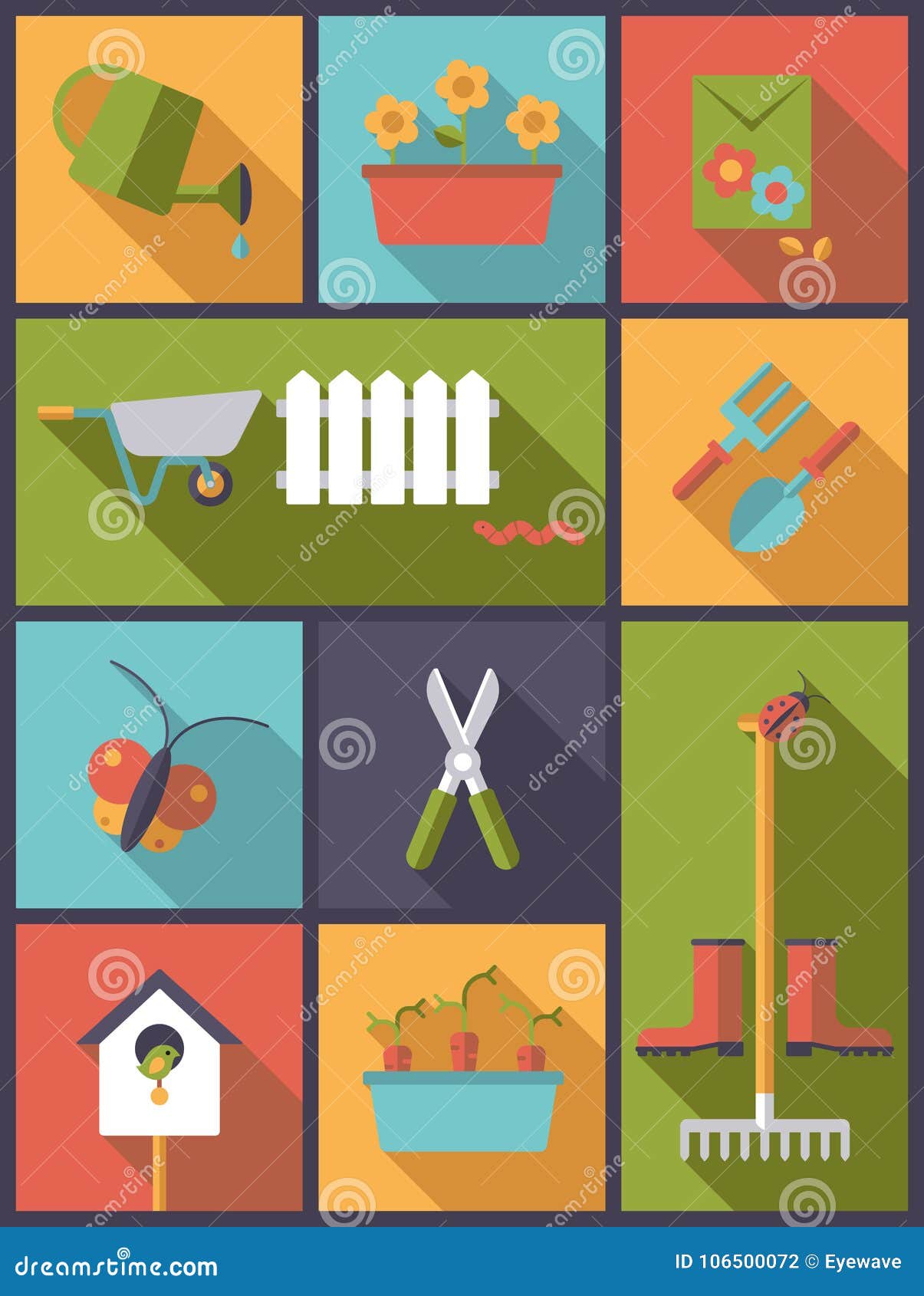 Gardening Flat Design Vector Illustration. Ilustração do Vetor ...