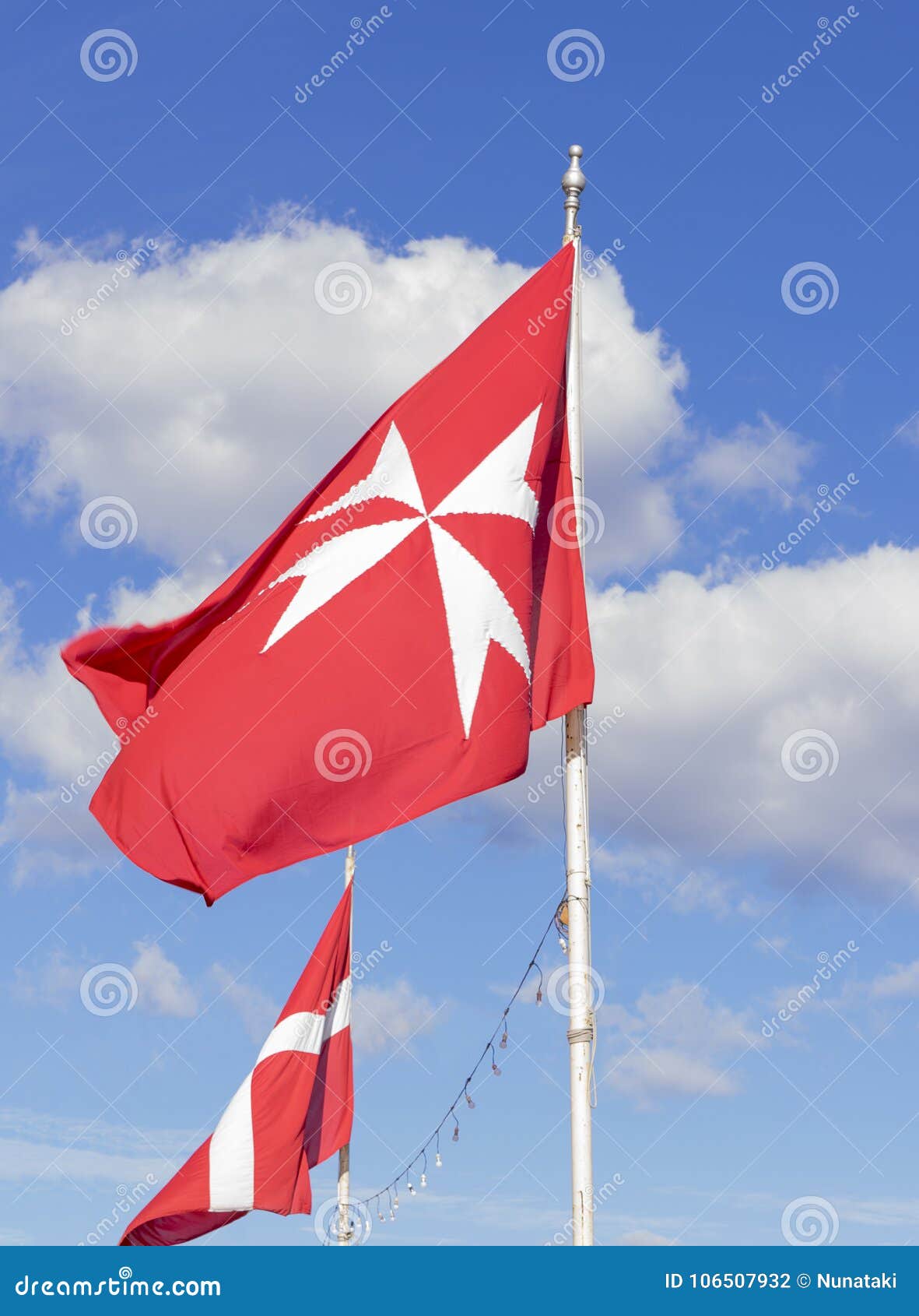 Maltese Flag Against the Blue Sky Fotografia Stock - Immagine di festa ...