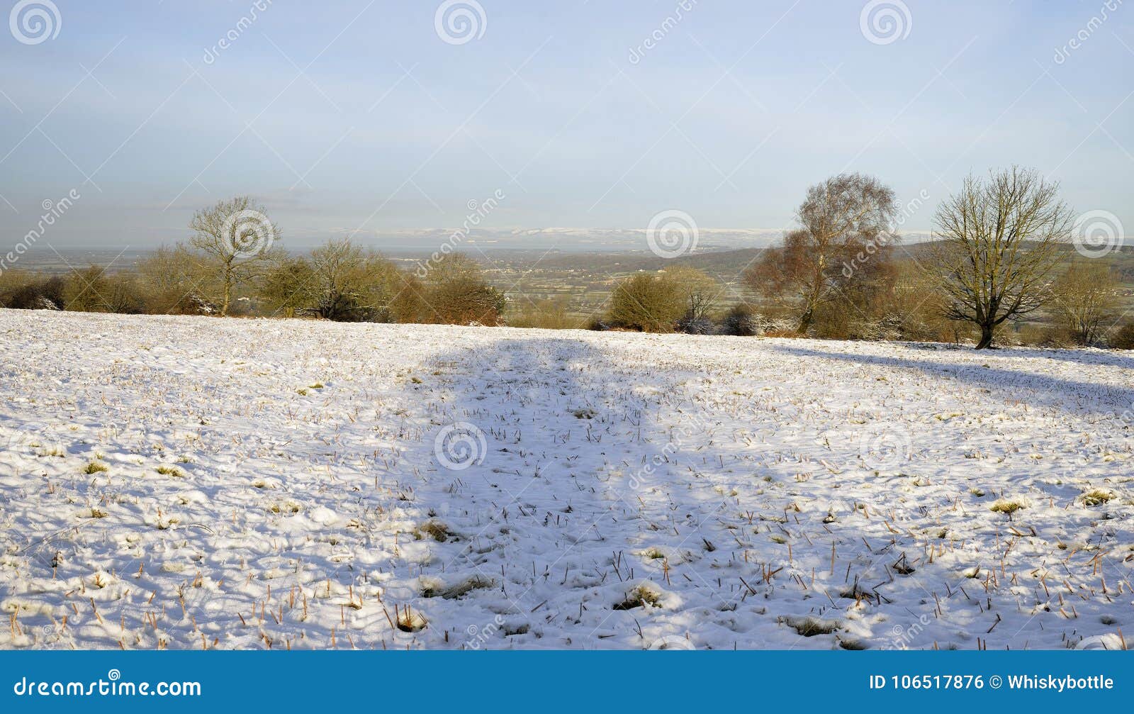 Snow on Burrington Ham stock foto. Image of buiten, hoogland - 106517876