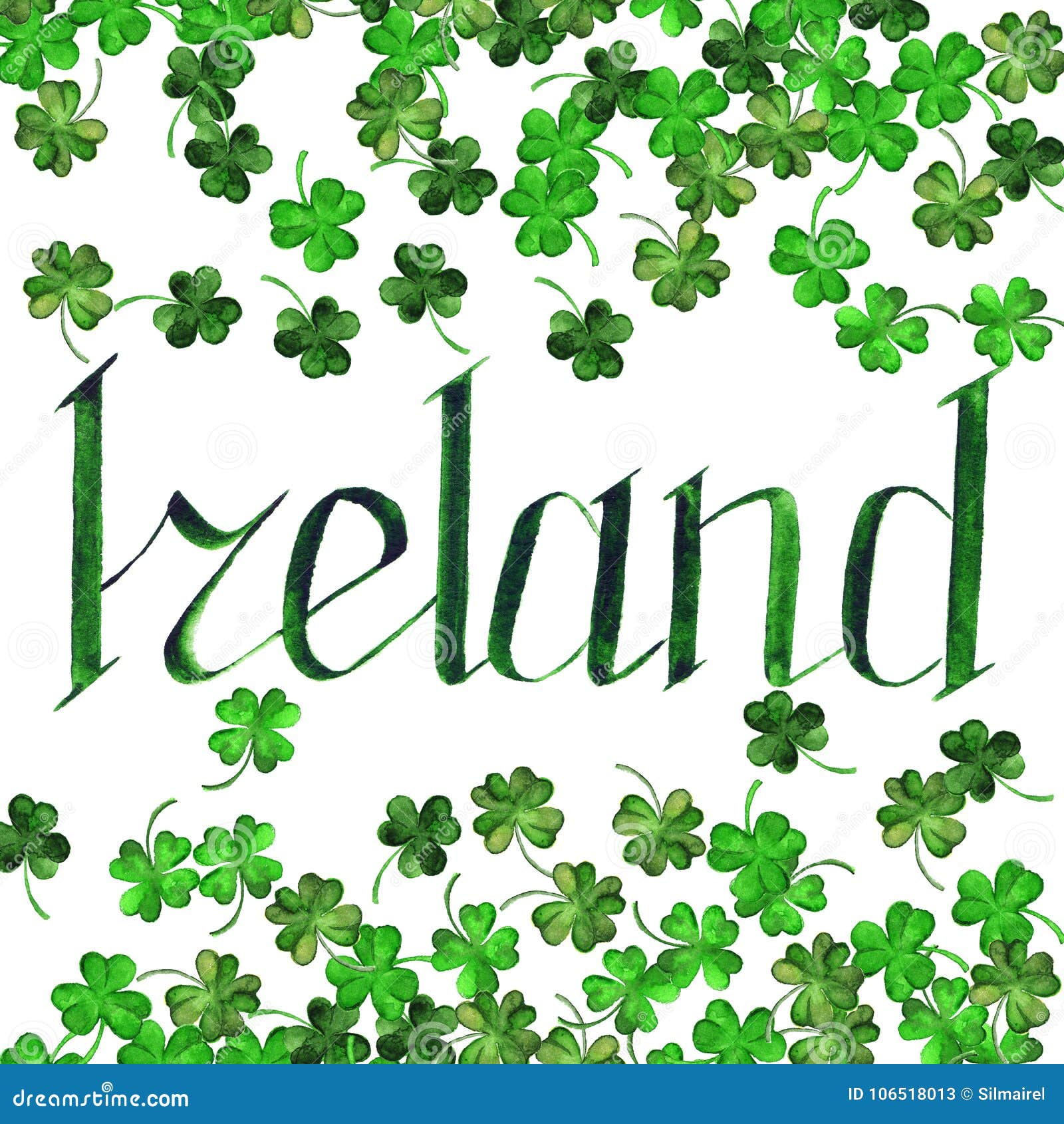 Ireland Green Phrase Word Lettering Typographic Ilustração Stock ...