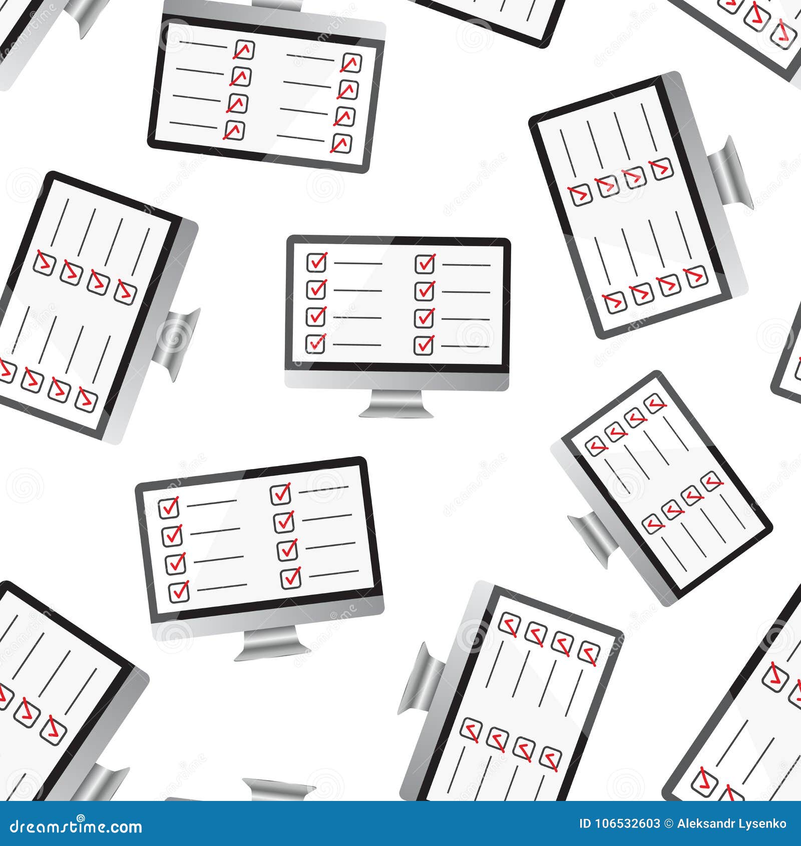 Businessman Checklist with Computer Monitor Seamless Pattern Background ...