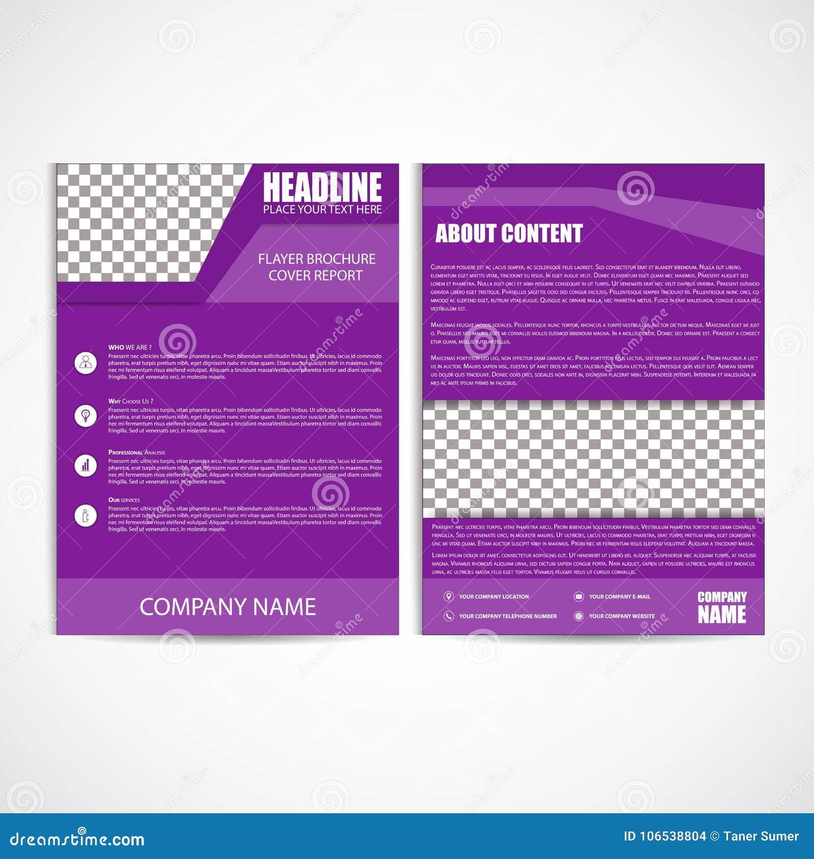 Abstract Purple Color Flyer Template, Vector Vector Illustratie ...