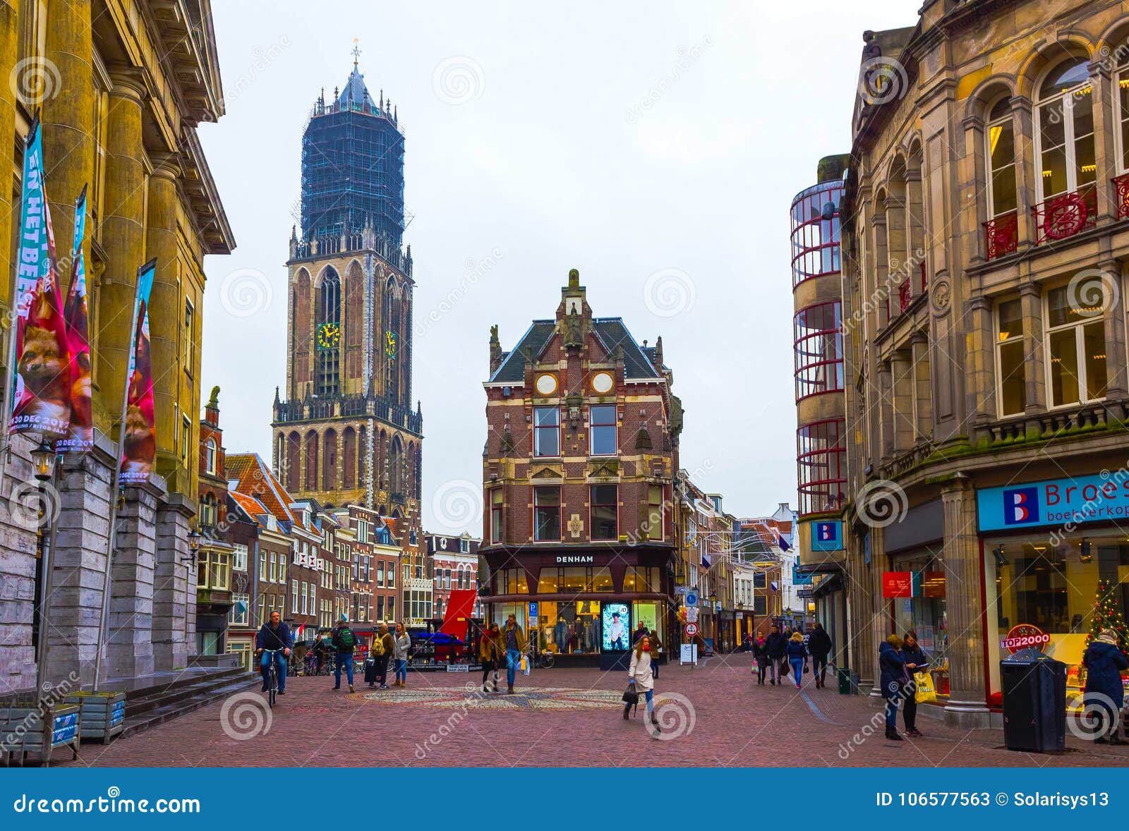 Utrecht, Netherlands - December 15, 2017: Street with Historic Houses ...