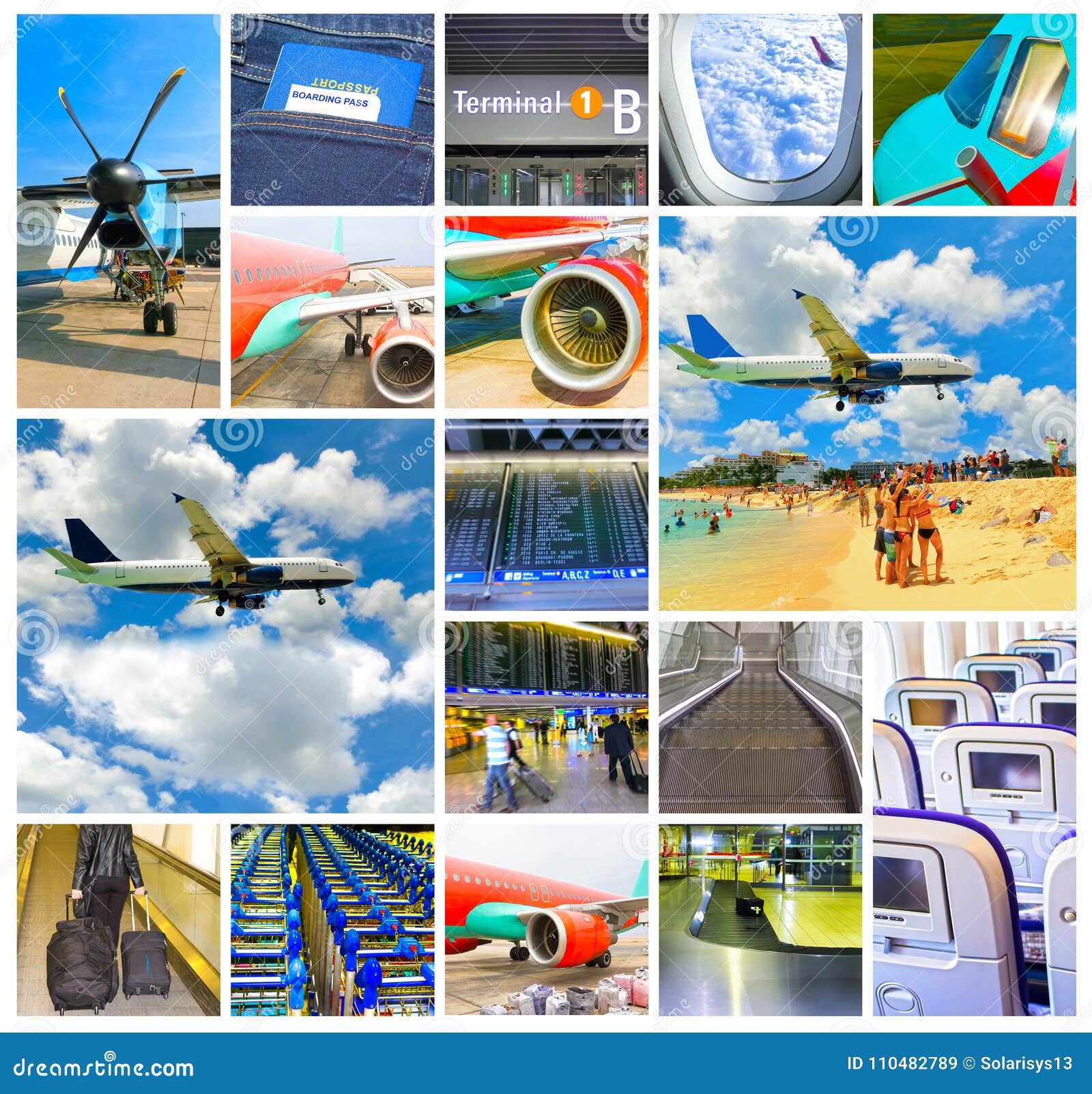 Collage of Airport and Airplane Photos Redactionele Stock Afbeelding ...
