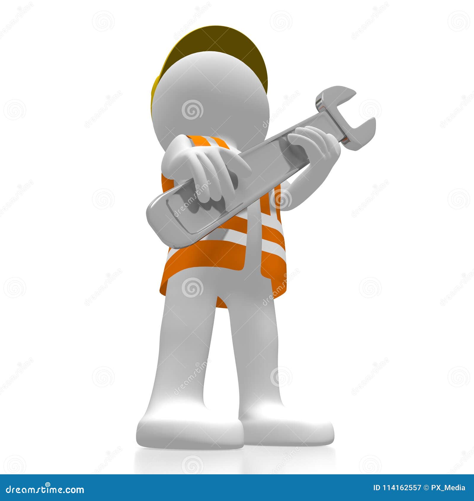3D worker with a wrench illustrazione di stock. Illustrazione di ...