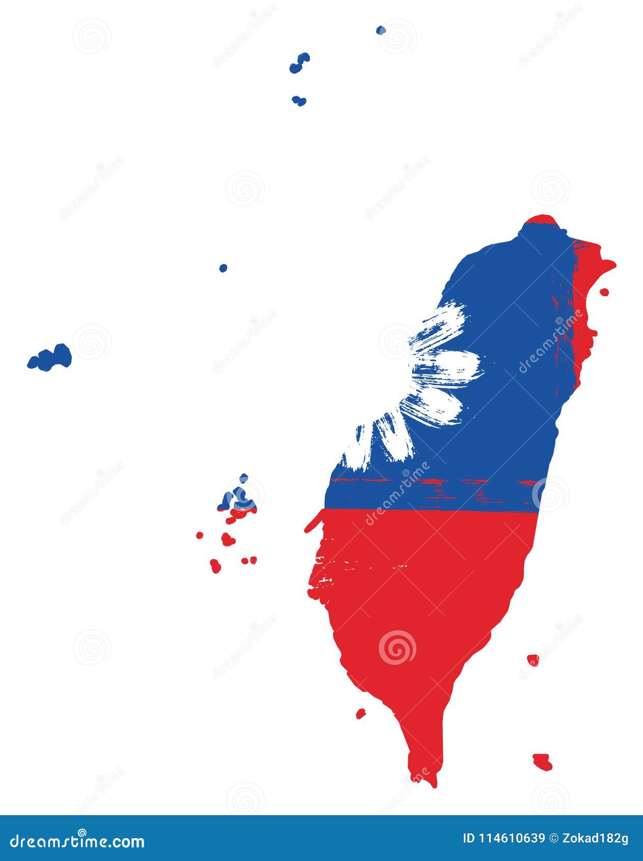 Taiwan Flag & Map Vector Hand Painted with Rounded Brush Ilustração do ...