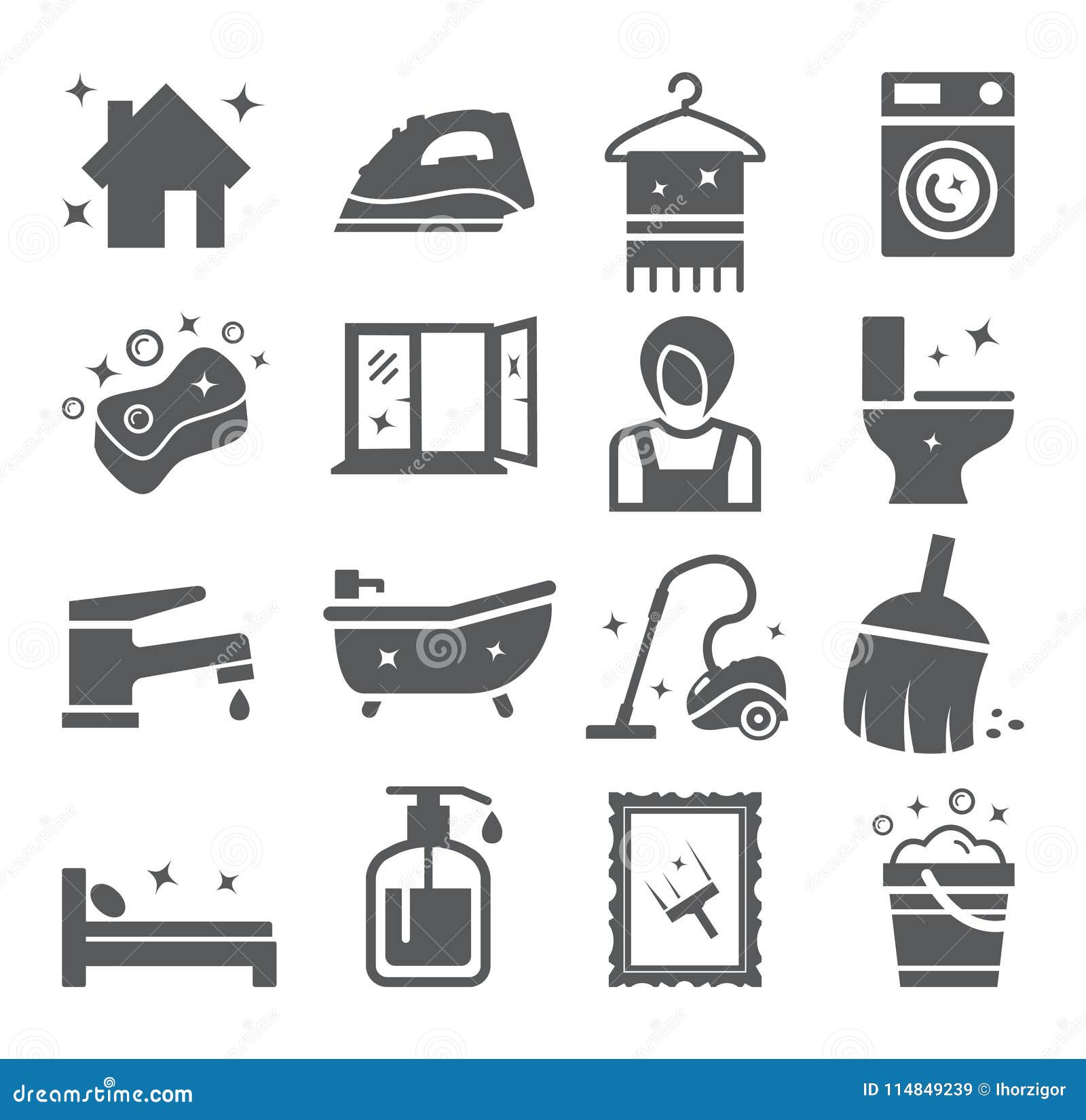 Cleaning and Housework Icons Ilustração do Vetor - Ilustração de ...