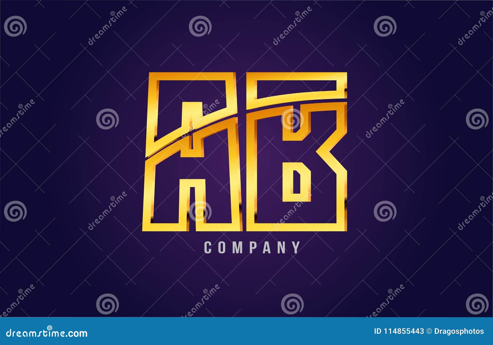 Gold Golden Alphabet Letter Ab a B Logo Combination Icon Design 向量例证 ...