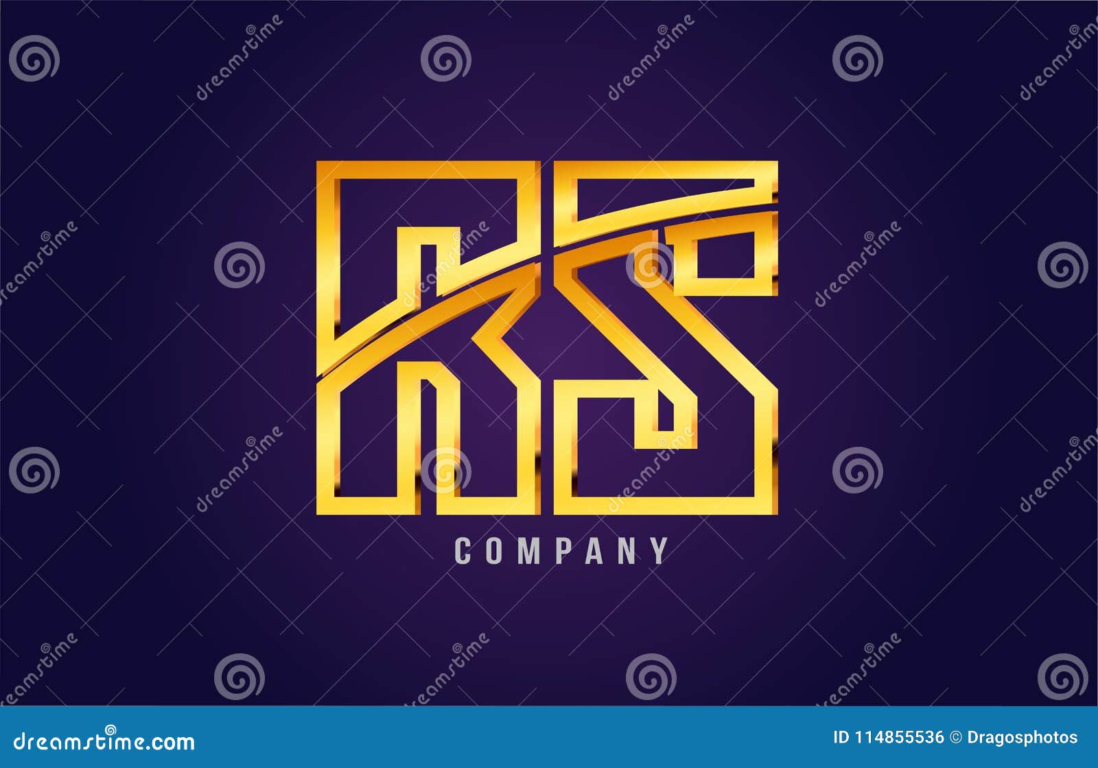 Gold Golden Alphabet Letter Rs R S Logo Combination Icon Design Vector ...