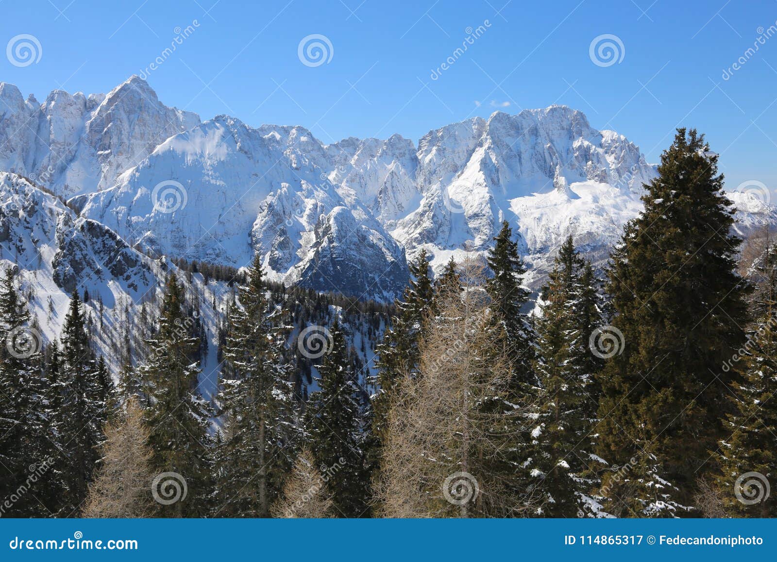 Mountains Called Carnic Alps in Northern Italy with Snow Fotografering ...