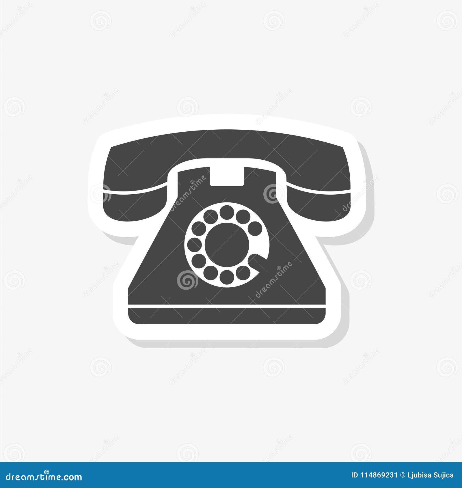 Old Phone Sticker, Phone Vector Icon, Old Vintage Telephone Symbol ...