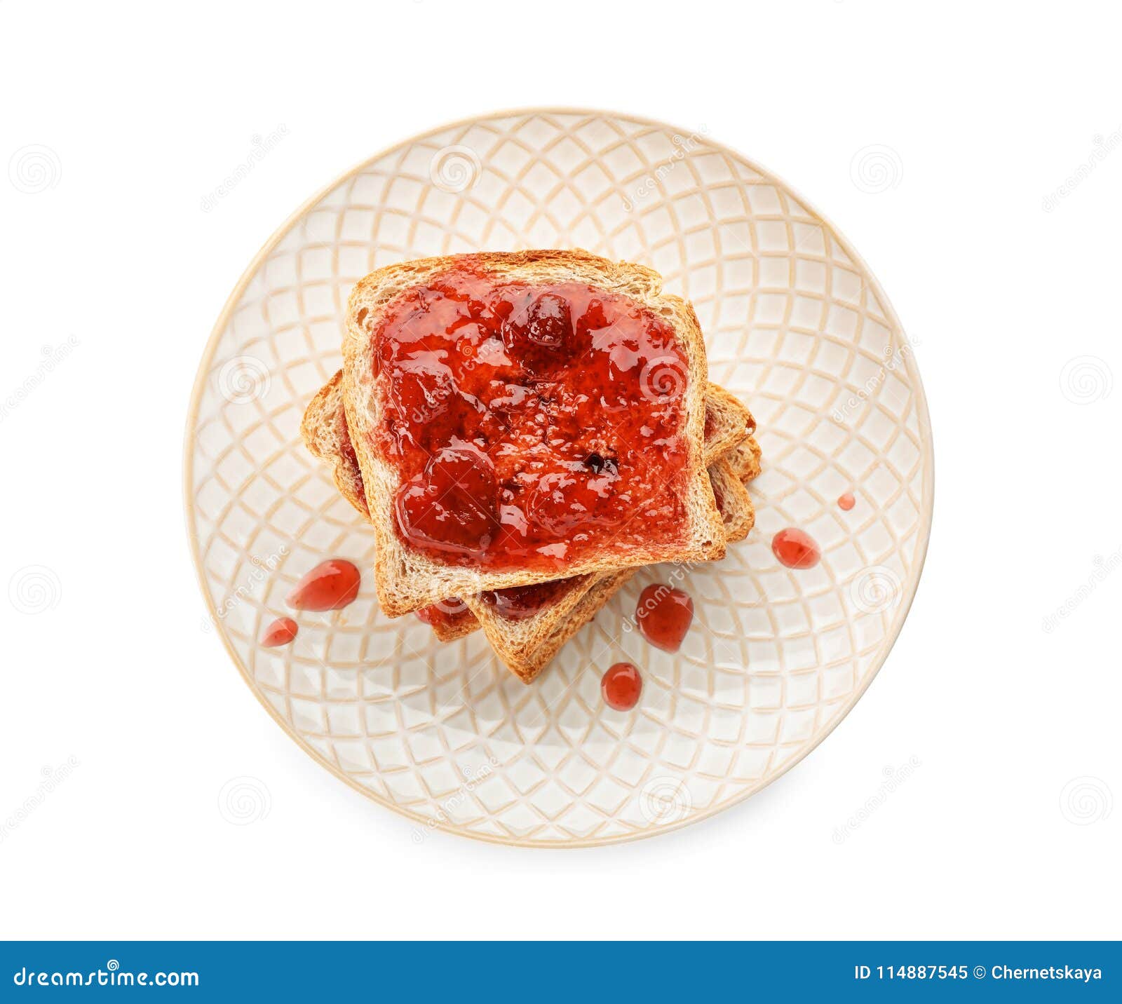 Toasts with Jam on Plate, Isolated Immagine Stock - Immagine di mangi ...