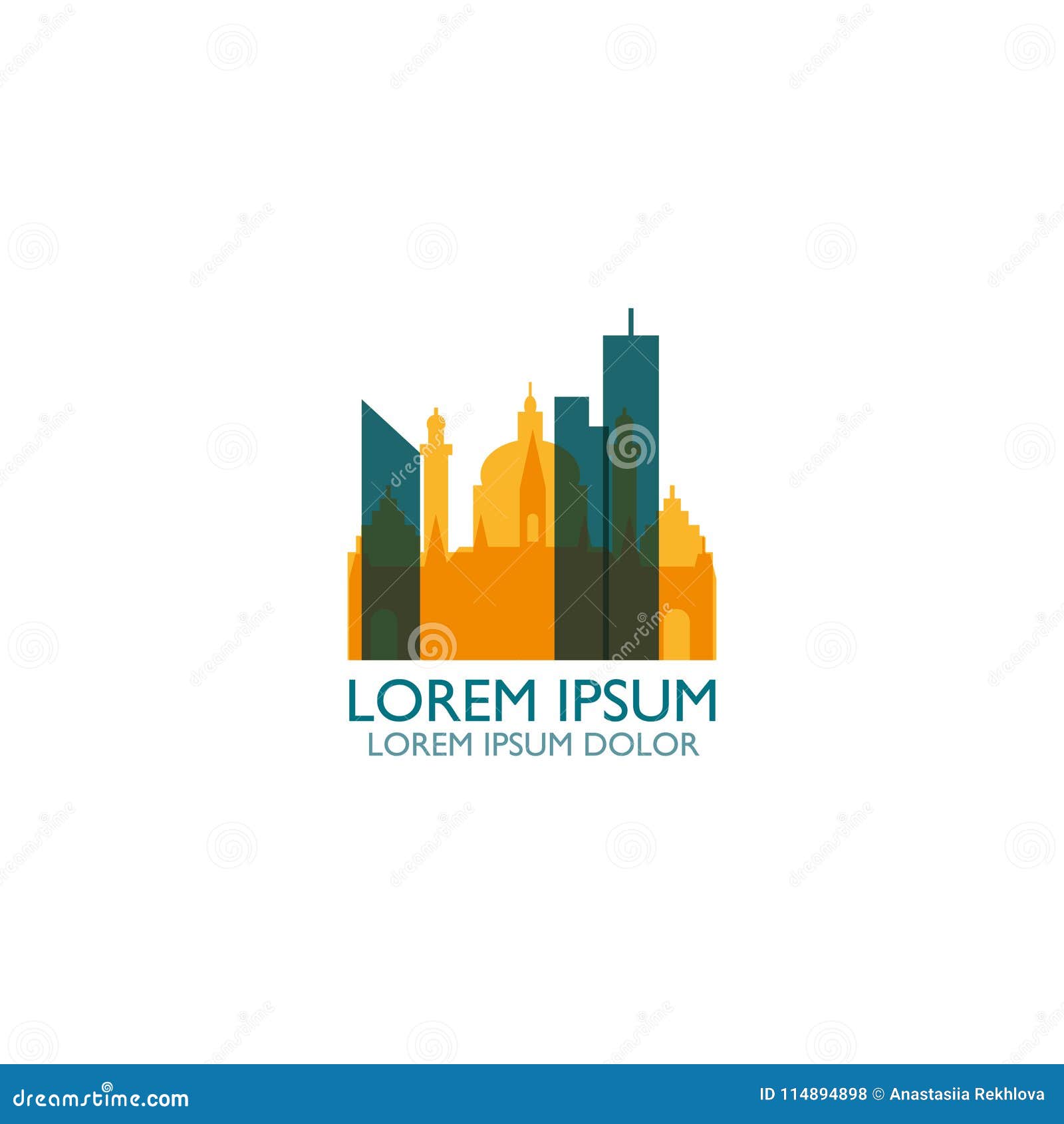 Vienna City Skyline Silhouette Vector Logo Illustration Illustrazione ...