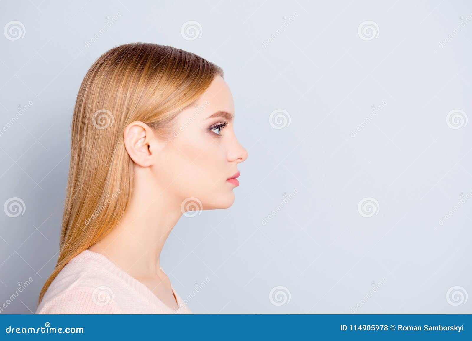 Half-faced Profile Side View Close Up Portrait of Serious Confident ...
