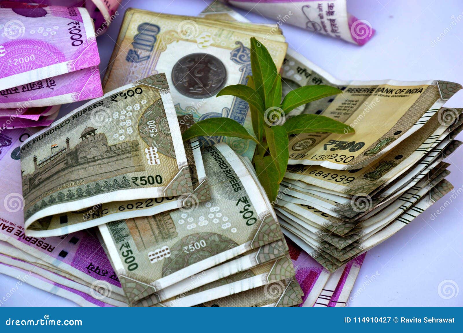 Indian Currency on White Background. Stockbild - Bild von exemplar ...