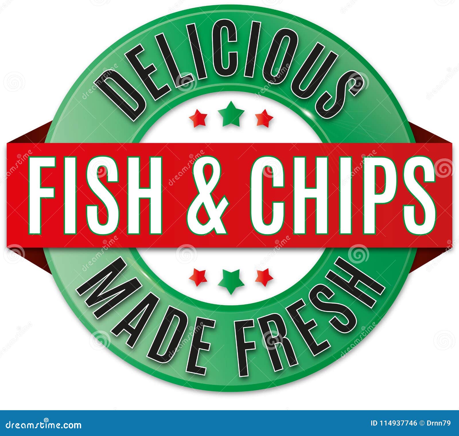 Round Delicious Fish and Chips Badge Stock Abbildung - Illustration von ...