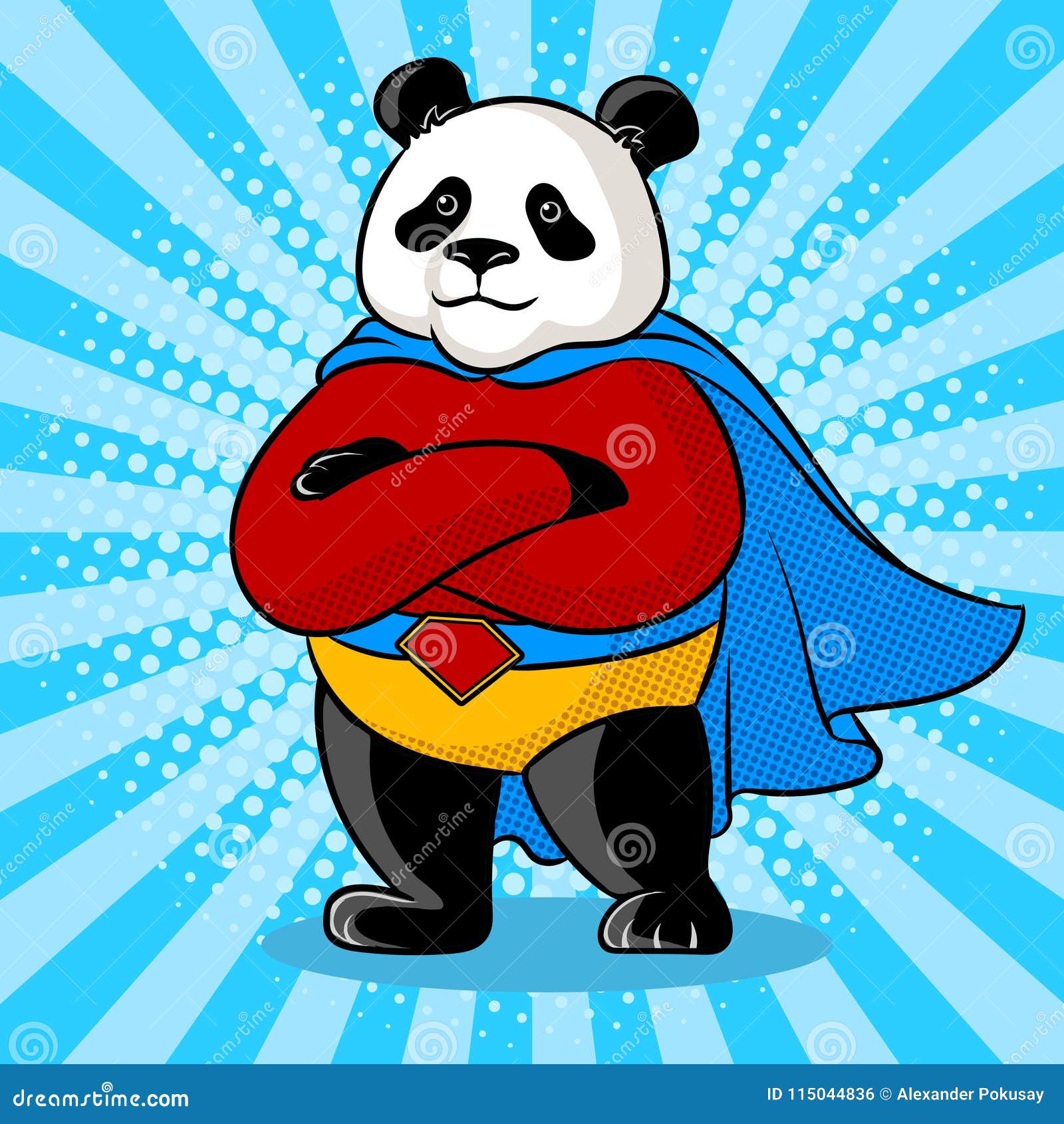 Panda Superhero Pop Art Vector Illustration Ilustração do Vetor ...