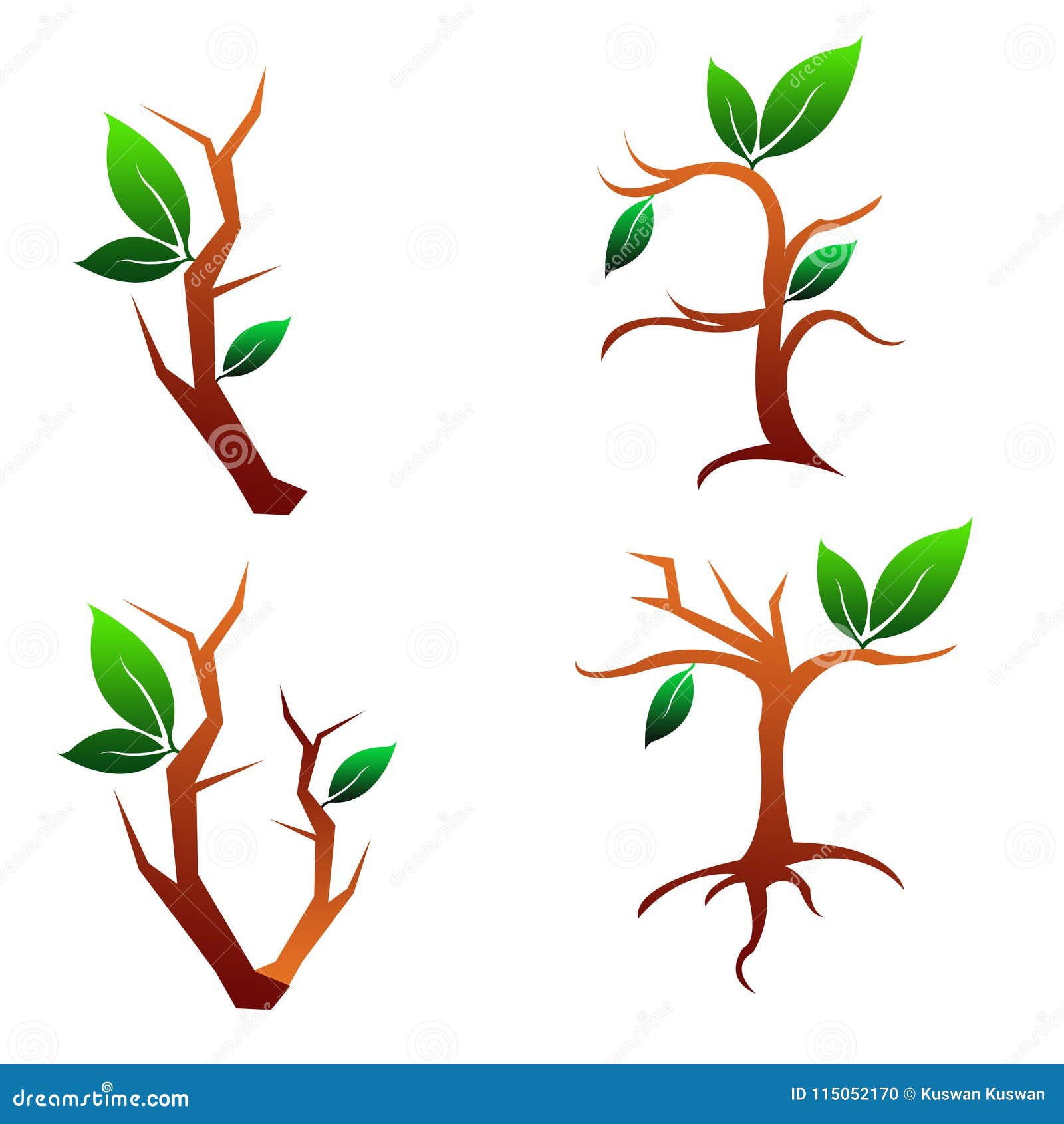 Illustration Four Tree and Leaves Stock Illustratie - Illustration of ...