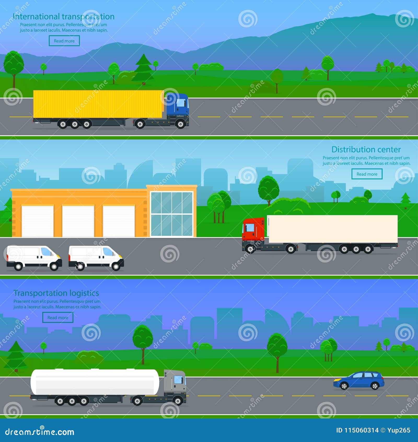 Set of International Transportation Banners Ilustración del Vector ...