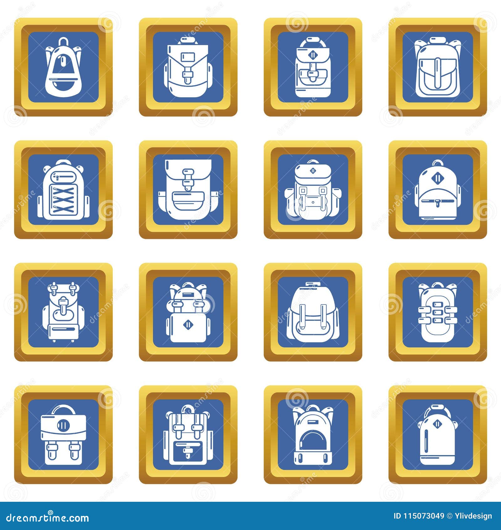 Backpack Icons Set Blue Square Vector Ilustração do Vetor - Ilustração ...