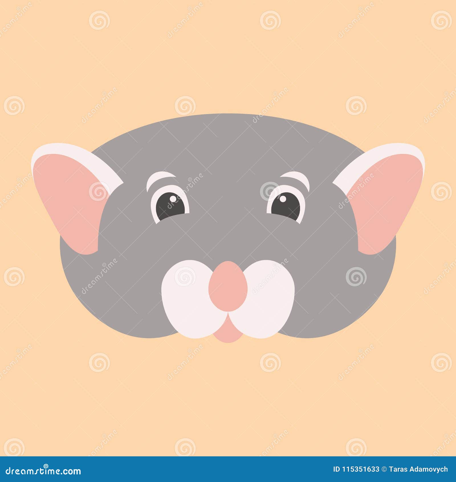 Mouse Face Head Vector Illustration Flat Style Front Vektor Abbildung ...