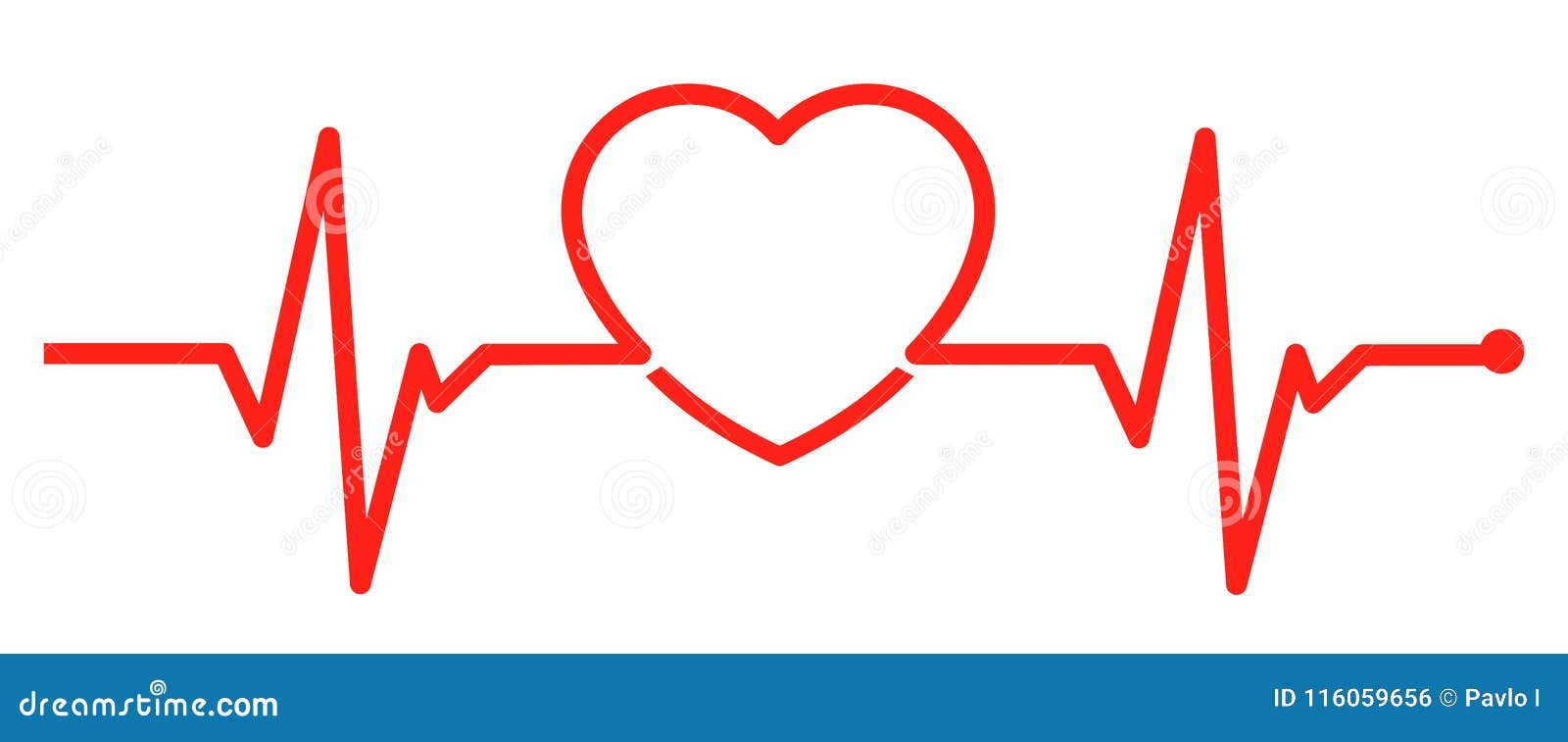 One Line Red Pulse - Vector Иллюстрация штока - иллюстрации ...