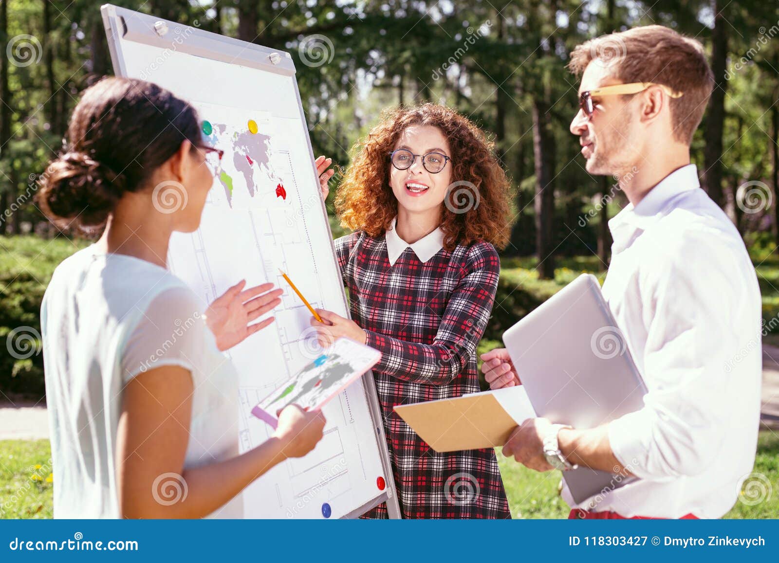 Content Female Student Presenting Her Project Стоковое Изображение ...