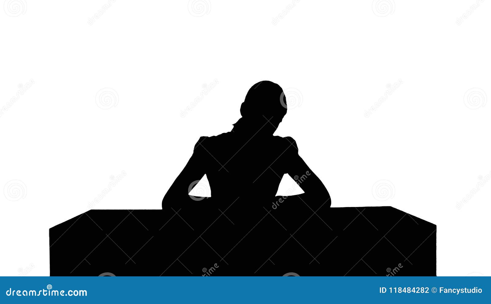 Silhouette Young Girl Sitting in Classroom at Lecture and Listening ...