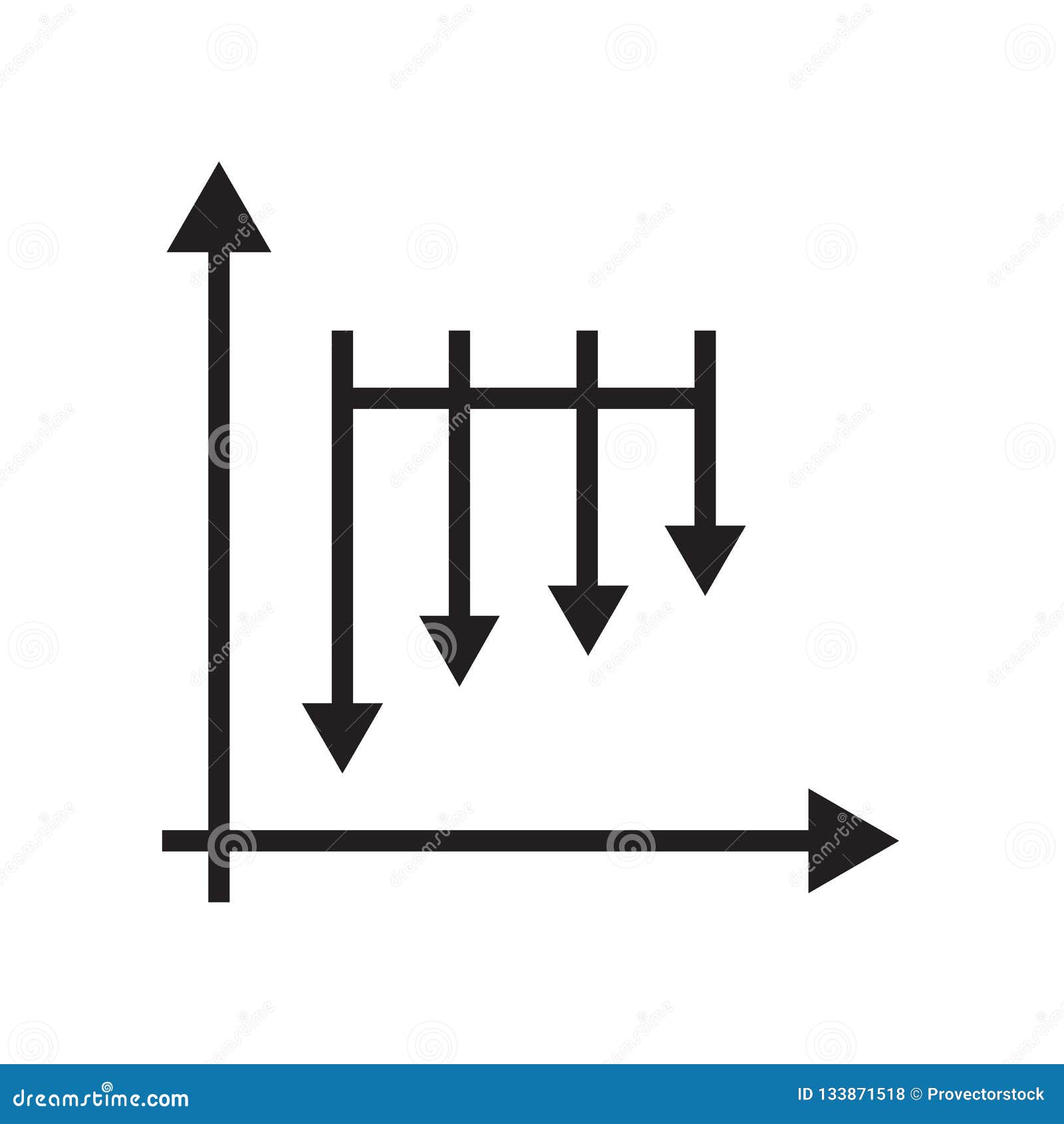 Decreasing Arrows Graph Icon Illustrazione Vettoriale - Illustrazione ...