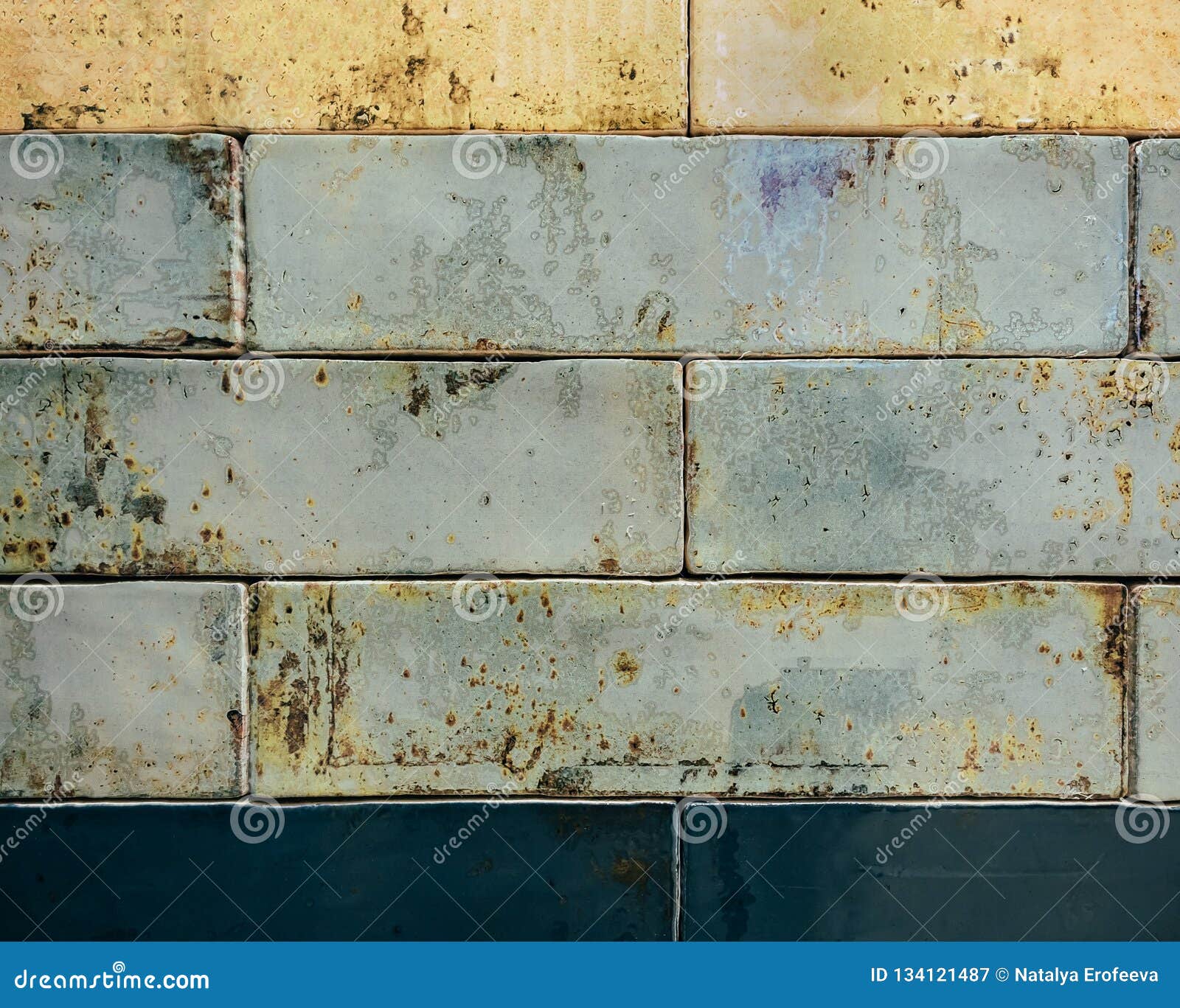 Rectangular Glazed Tile Background with Rust Effect Stockbild - Bild ...