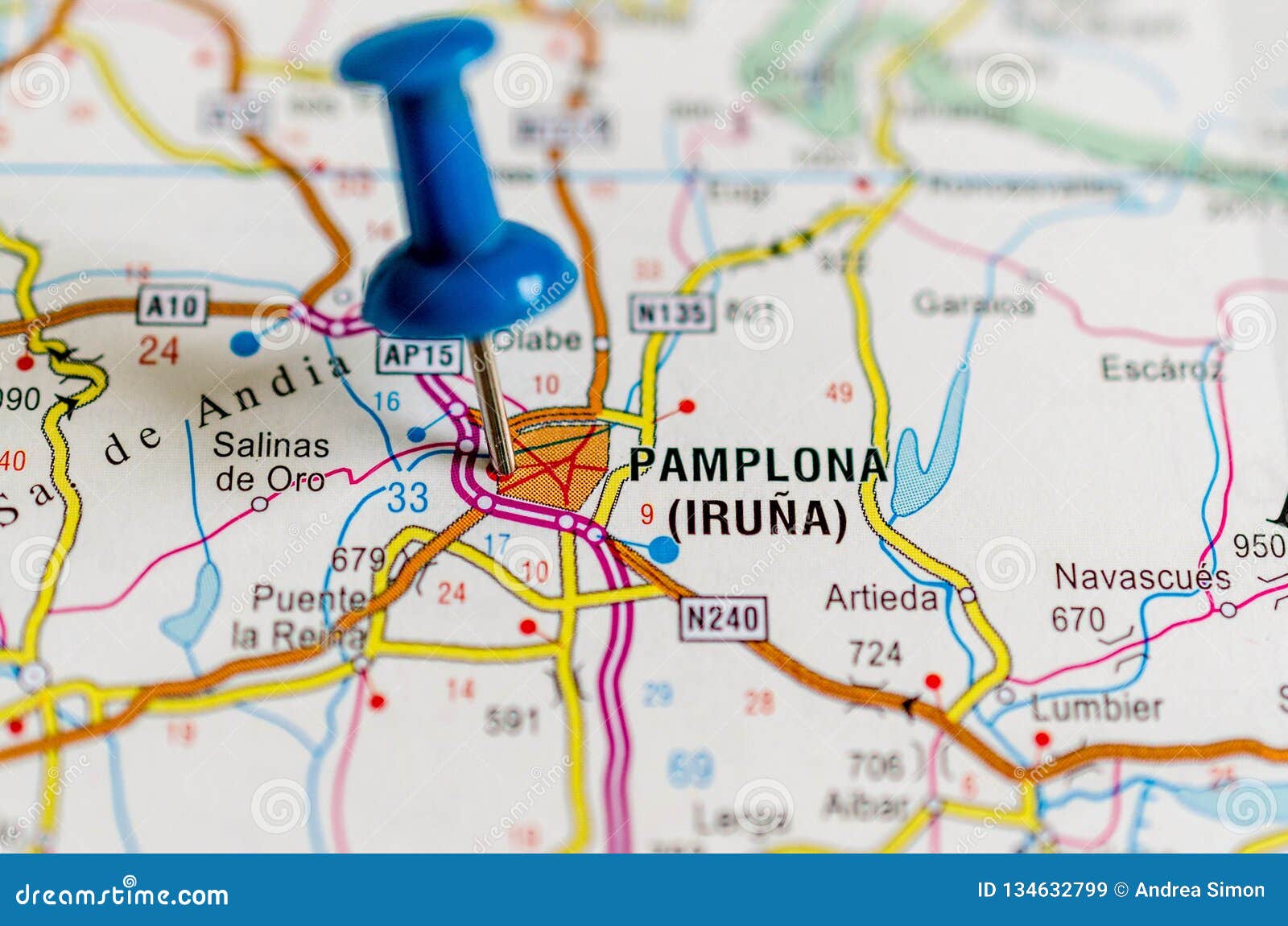 Pamplona on map stock afbeelding. Image of macro, blauwdruk - 134632799