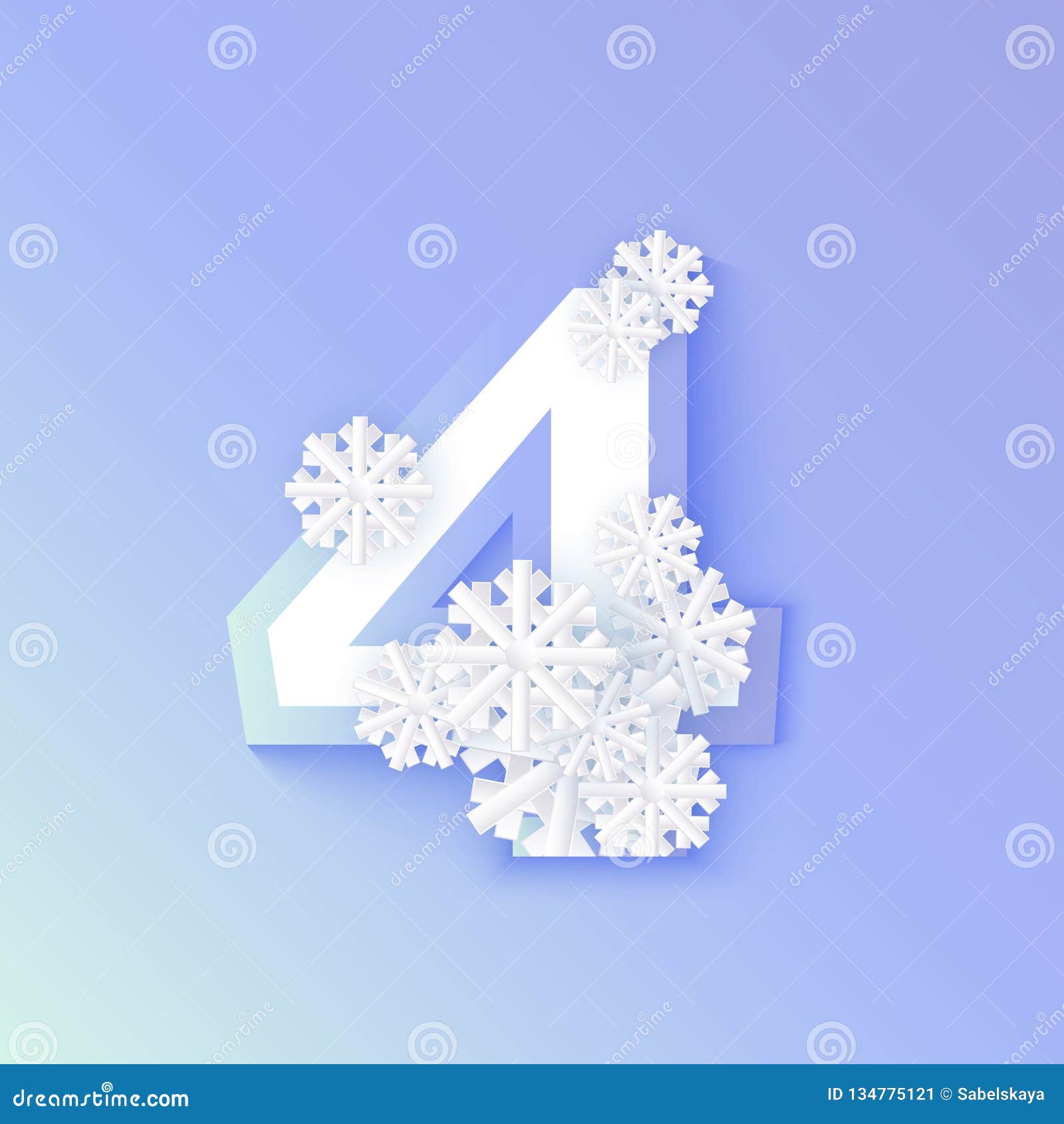 Vector Autumn Four 4 Number with Snowflakes, Ice Ilustração do Vetor ...