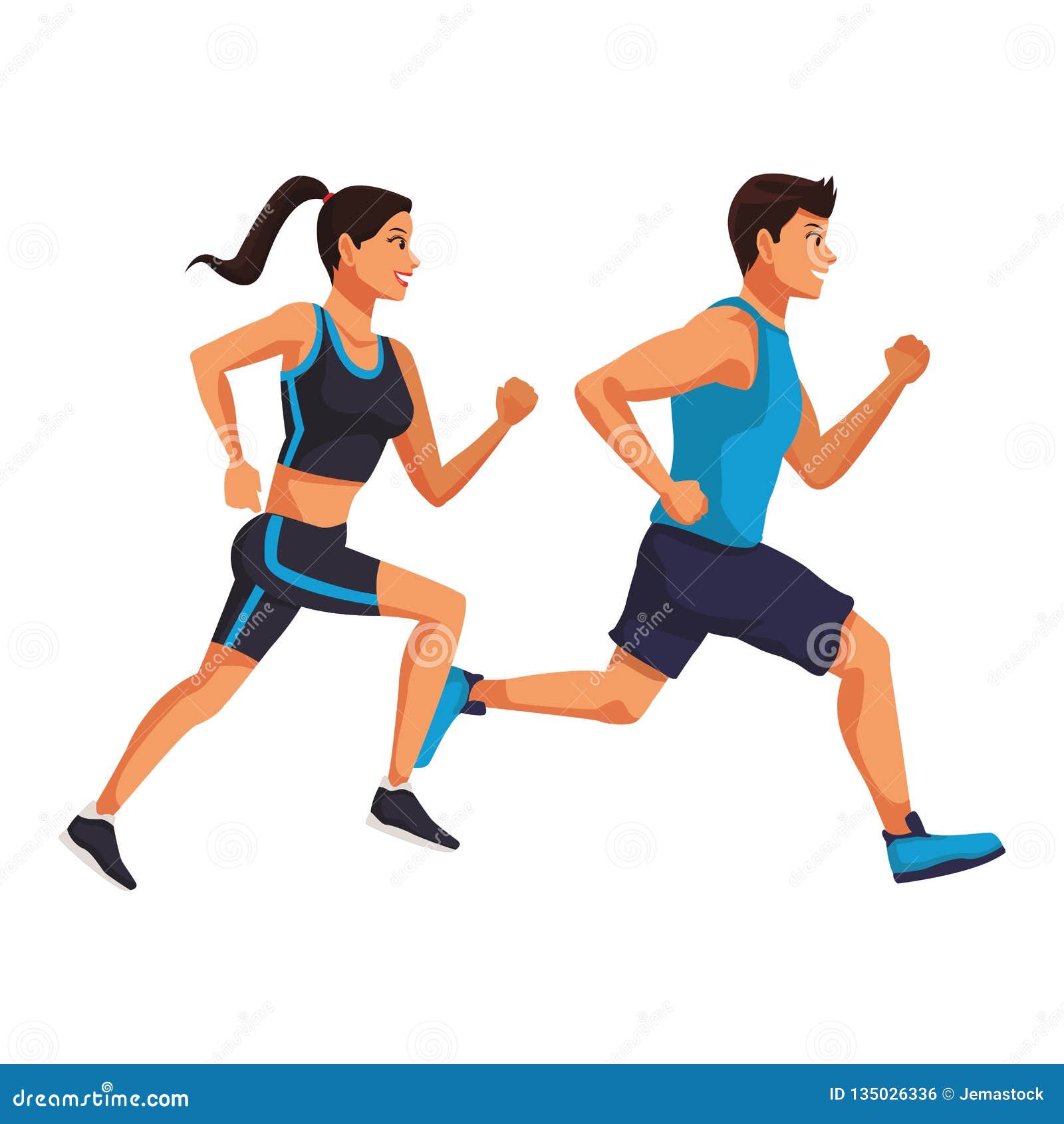 Fitness couple running illustration de vecteur. Illustration of ...